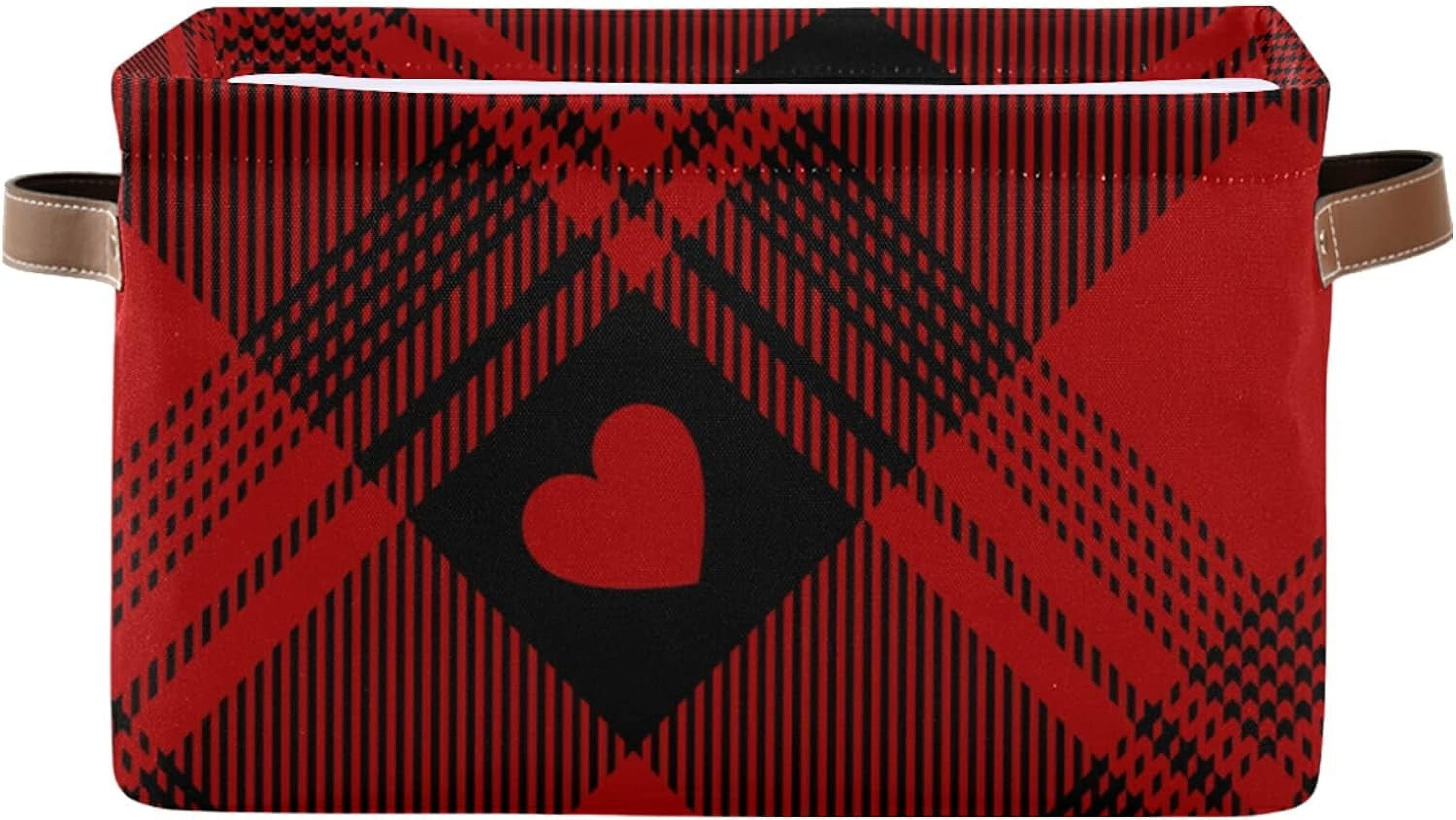 GZHJMY Heart Buffalo Check Pattern Print Foldable Storage Bin Bedroom ...