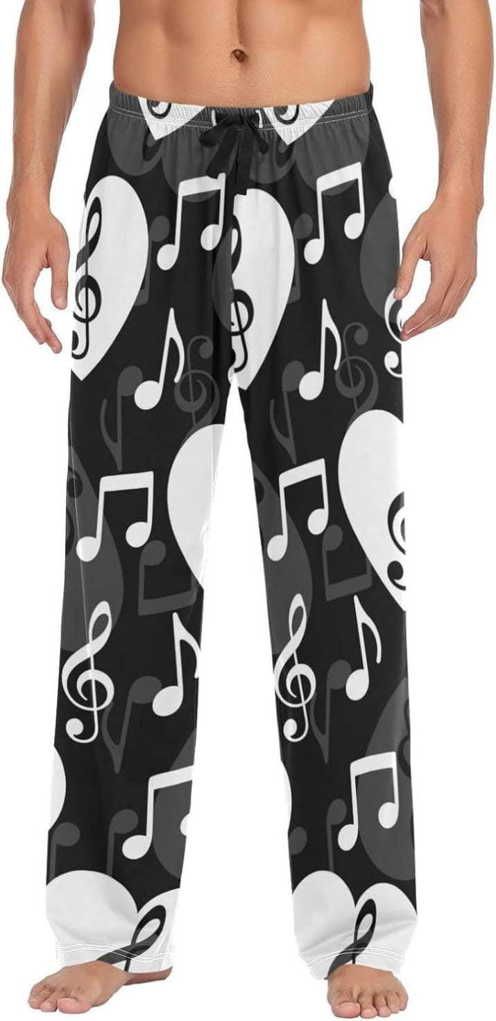 GZHJMY Heart Musical Notes Pajama Pants For Men, Men's Separate Bottoms ...