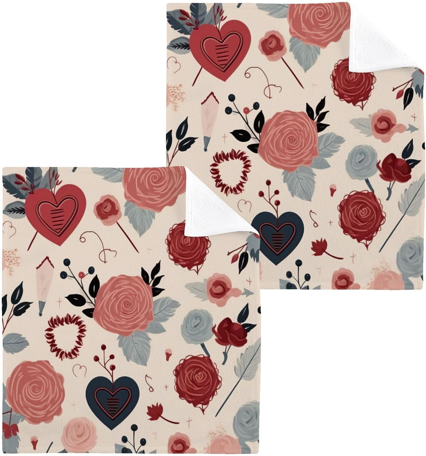 GZHJMY Heart Rose Cotton Washcloths Set of 4, 12"x12" Super Soft ...