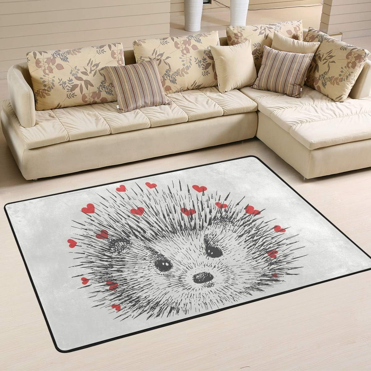 GZHJMY Hedgehog Non Slip Area Rug for Living Dinning Room Bedroom ...