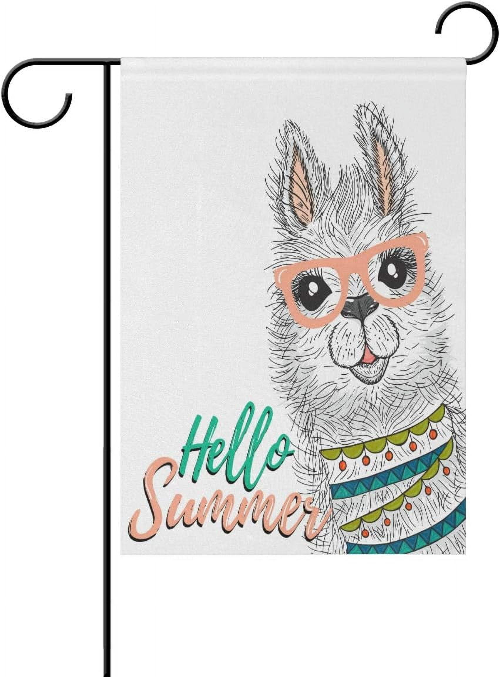 GZHJMY Hello Summer Cute Llama Alpaca Garden Flag 12 x 18 Inch Vertical ...