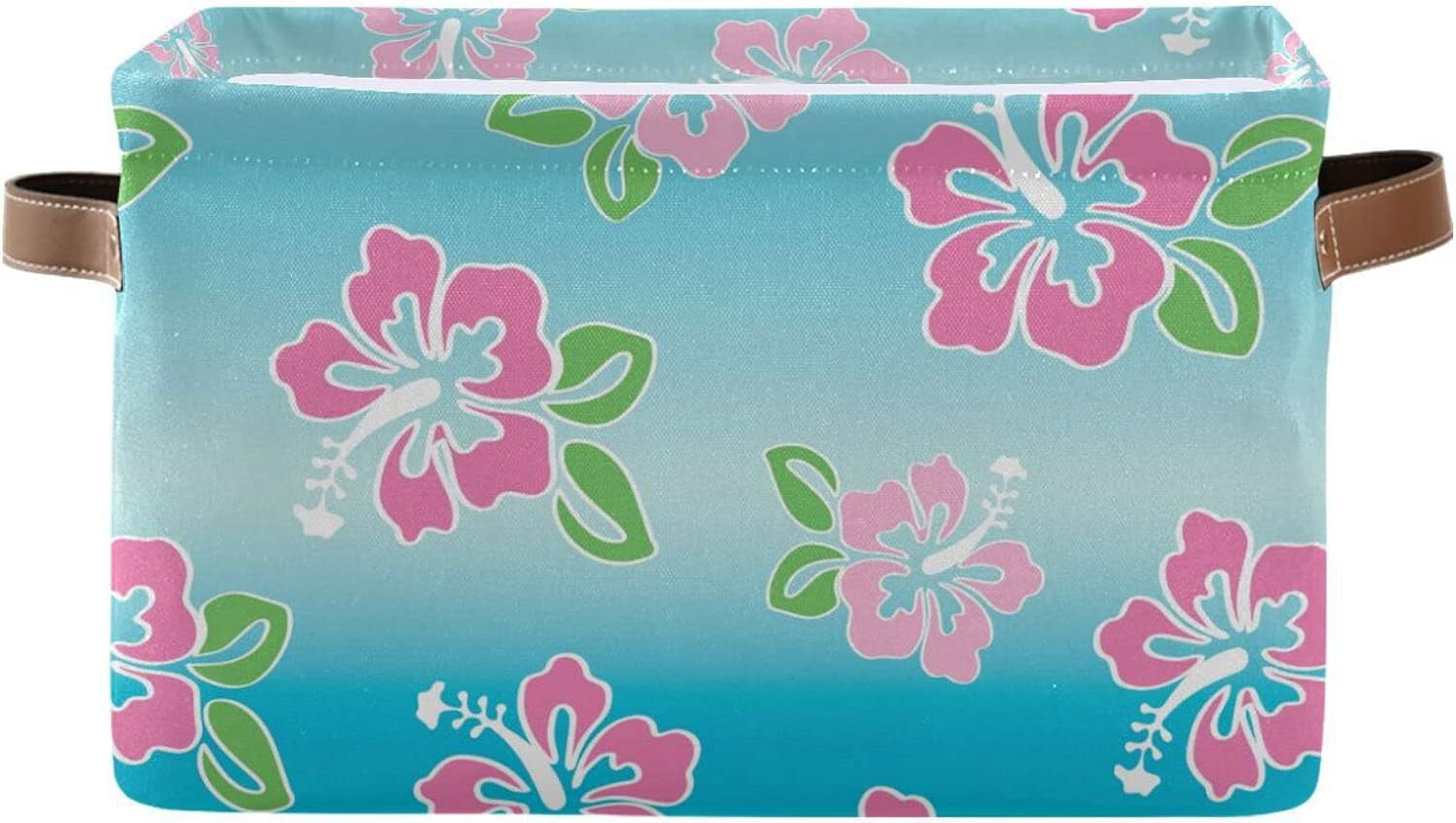 GZHJMY Hibiscus Flower Storage Basket with Handles Collapsible Storage ...