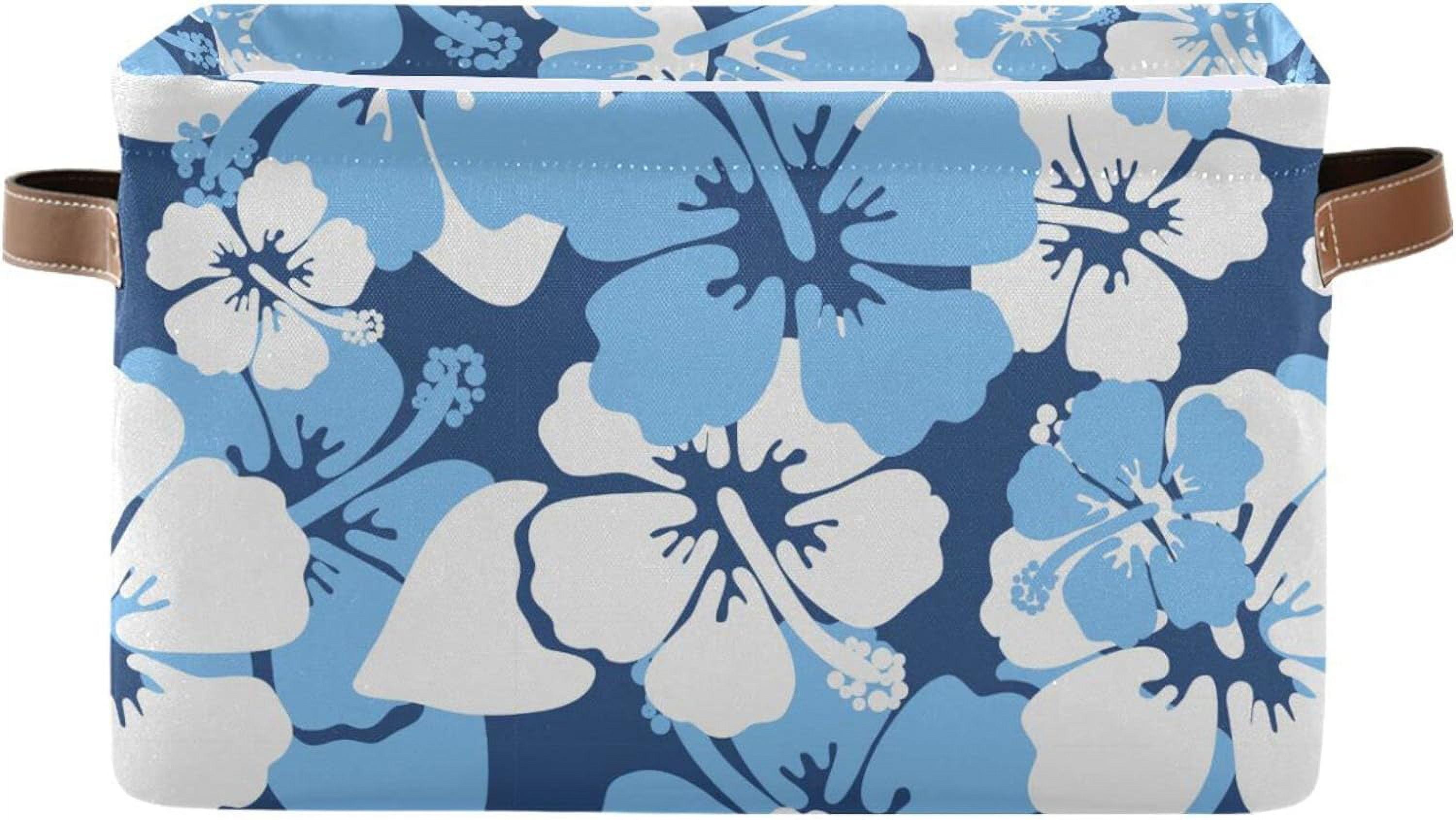 GZHJMY Hibiscus Storage Basket with Handles Collapsible Storage Bins ...