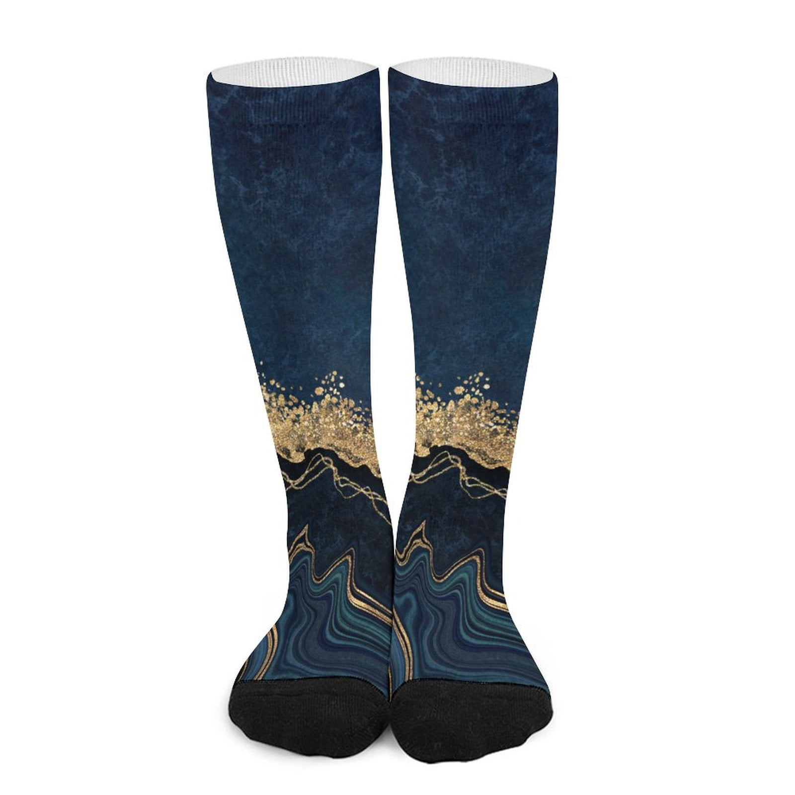 GZHJMY High Elasticity Compression Socks for Adult, Dark Blue Golden ...