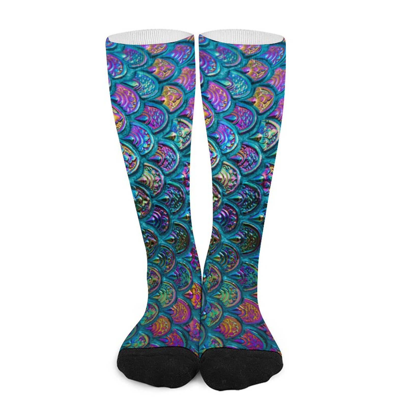 GZHJMY High Elasticity Compression Socks for Adult, Fish Scale Pattern ...