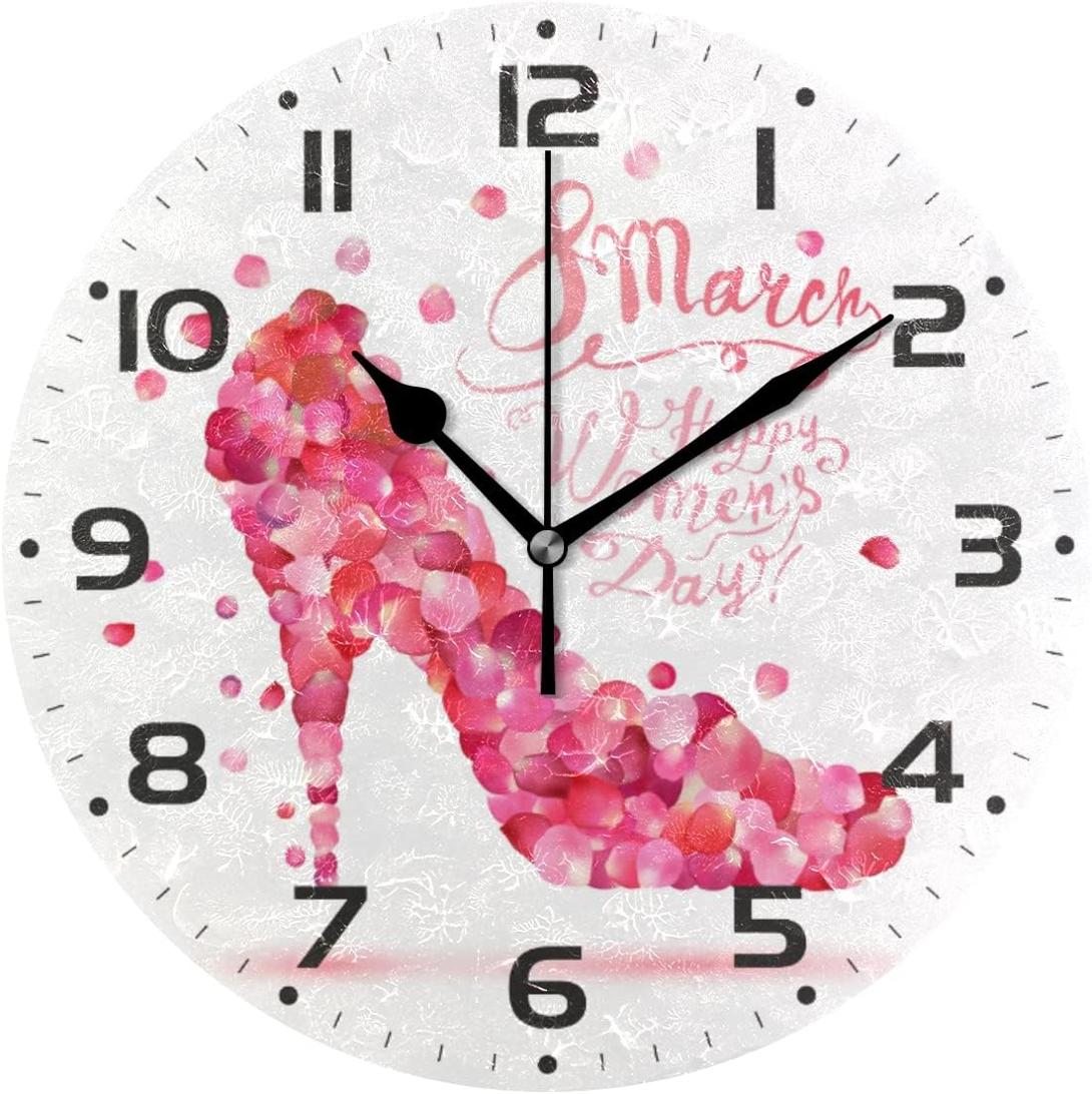 GZHJMY High Heel Shoes Wall Clock, 10" Silent Non Ticking Round Clock ...