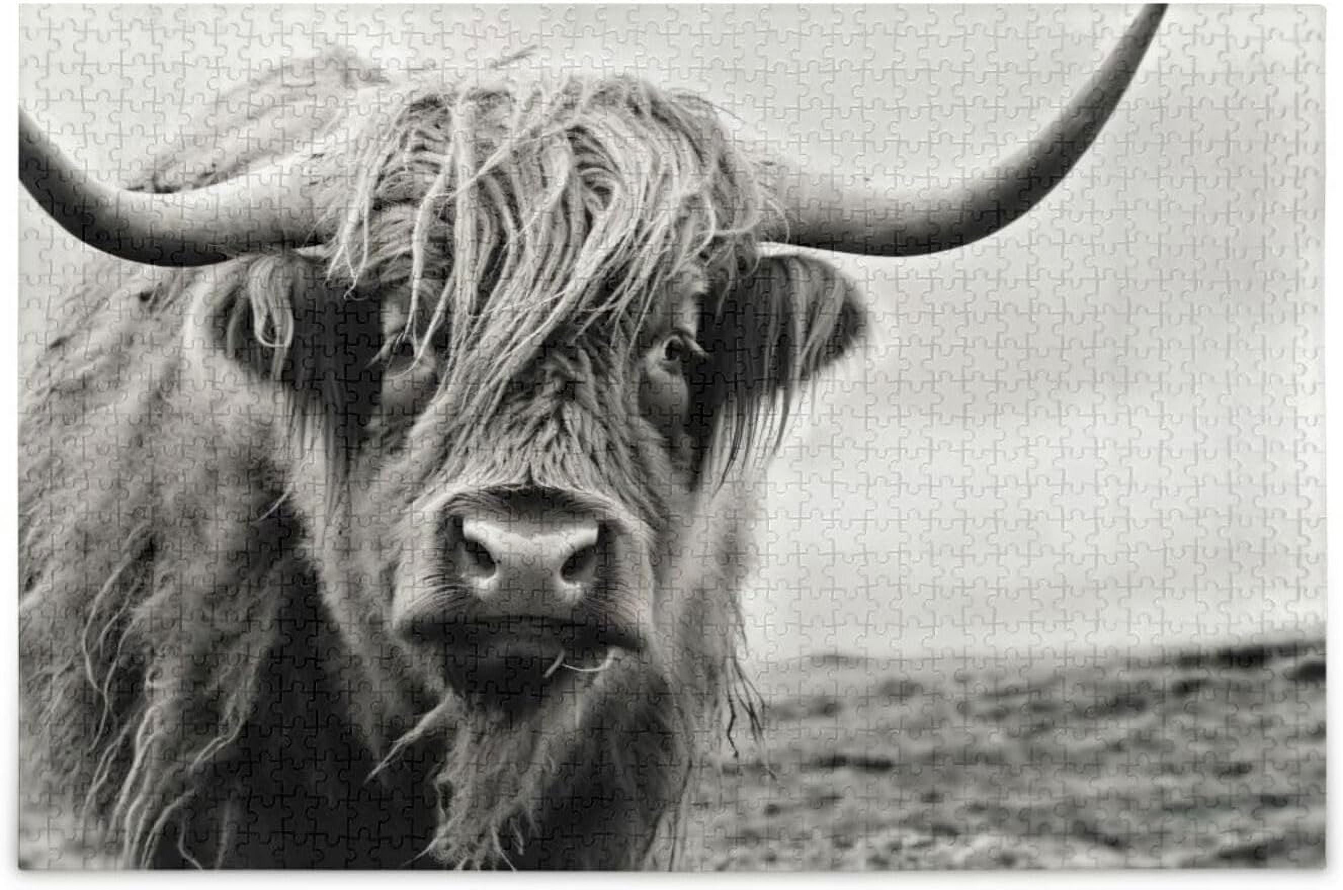 GZHJMY Highland Cow Jigsaw Puzzles for Adults 1000 Pieces,Decompression ...