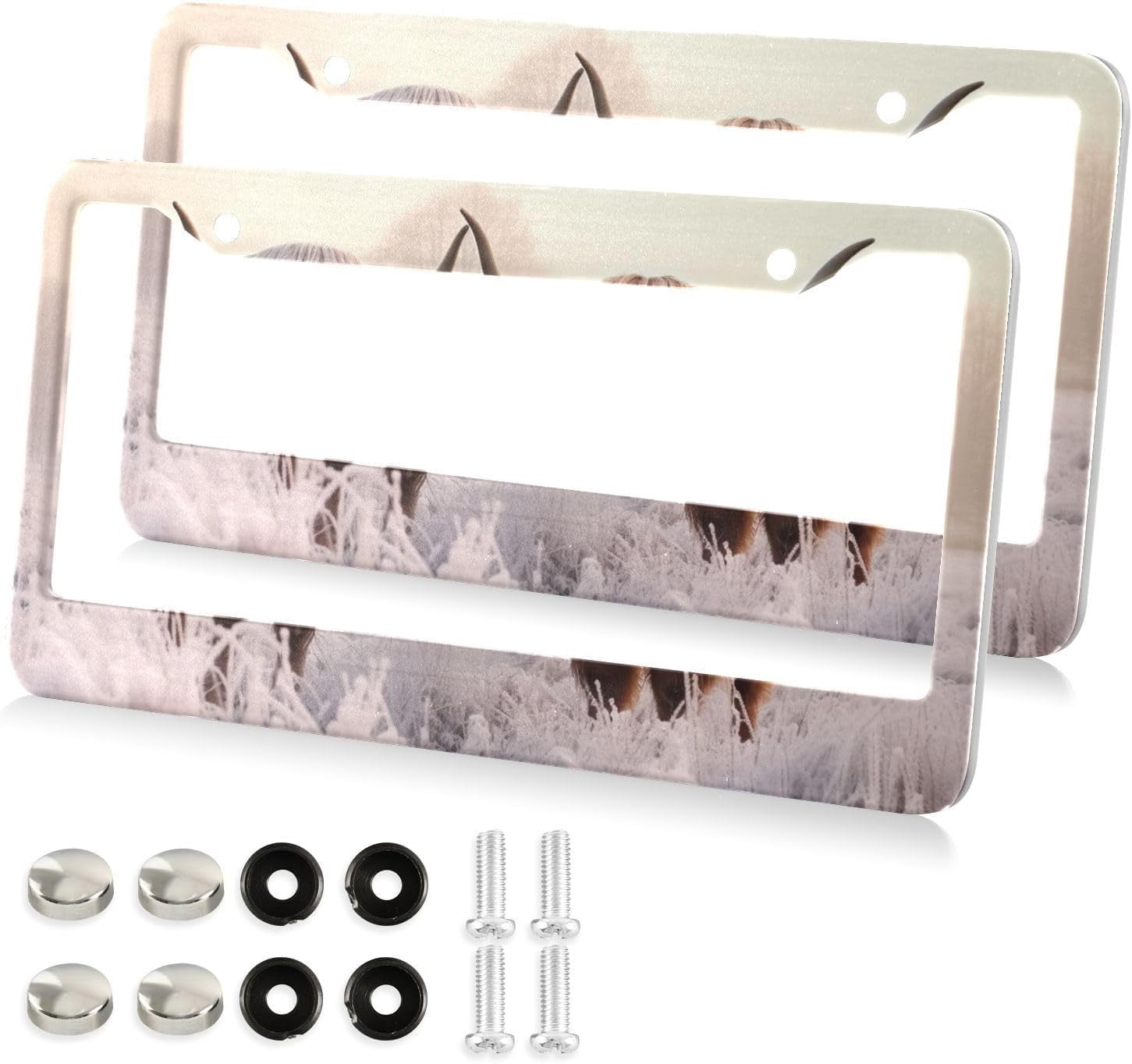 GZHJMY Highland Cows License Plate Frames 2 Pack Aluminum License Plate ...