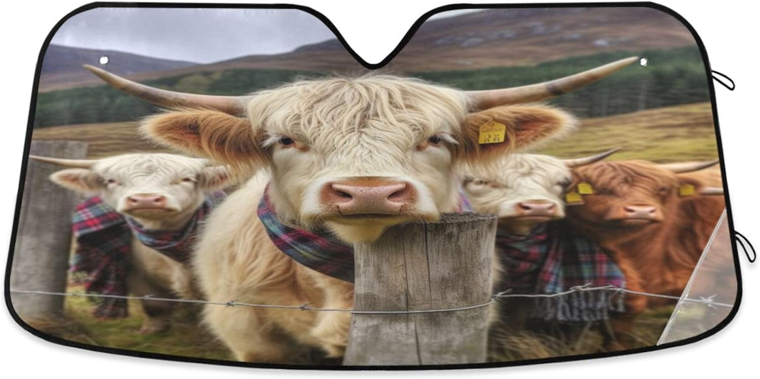 GZHJMY Highlands Cows Car Windshield Sun Shade Keep Car Interior Cool ...