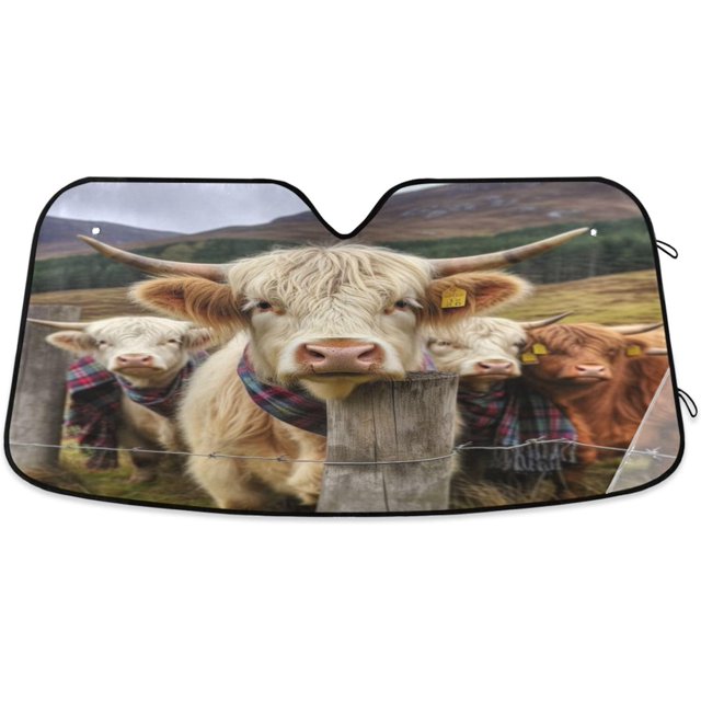 GZHJMY Highlands Cows Car Windshield Sun Shade Keep Car Interior Cool ...