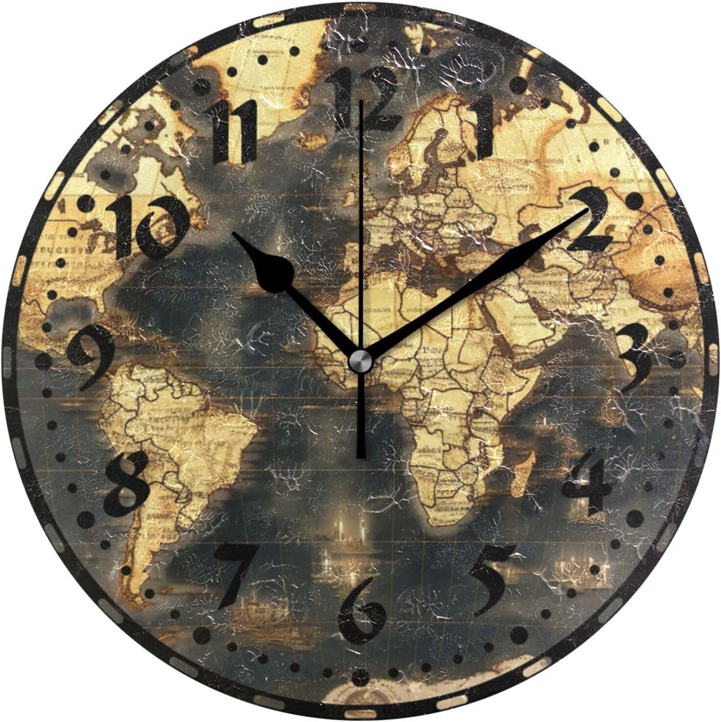 GZHJMY Historic World Map Wall Clock, Silent Non Ticking 10 Inch ...
