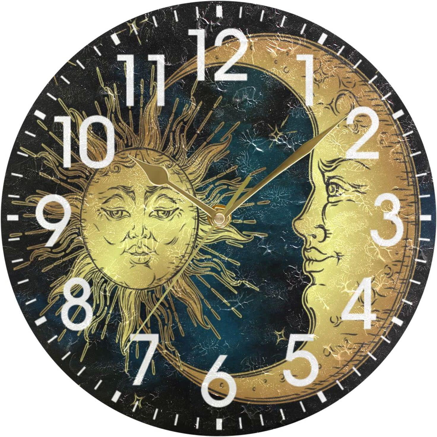 GZHJMY Home Decor Golden Sun Crescent Moon Star Sky 9.5 inch Round PVC ...