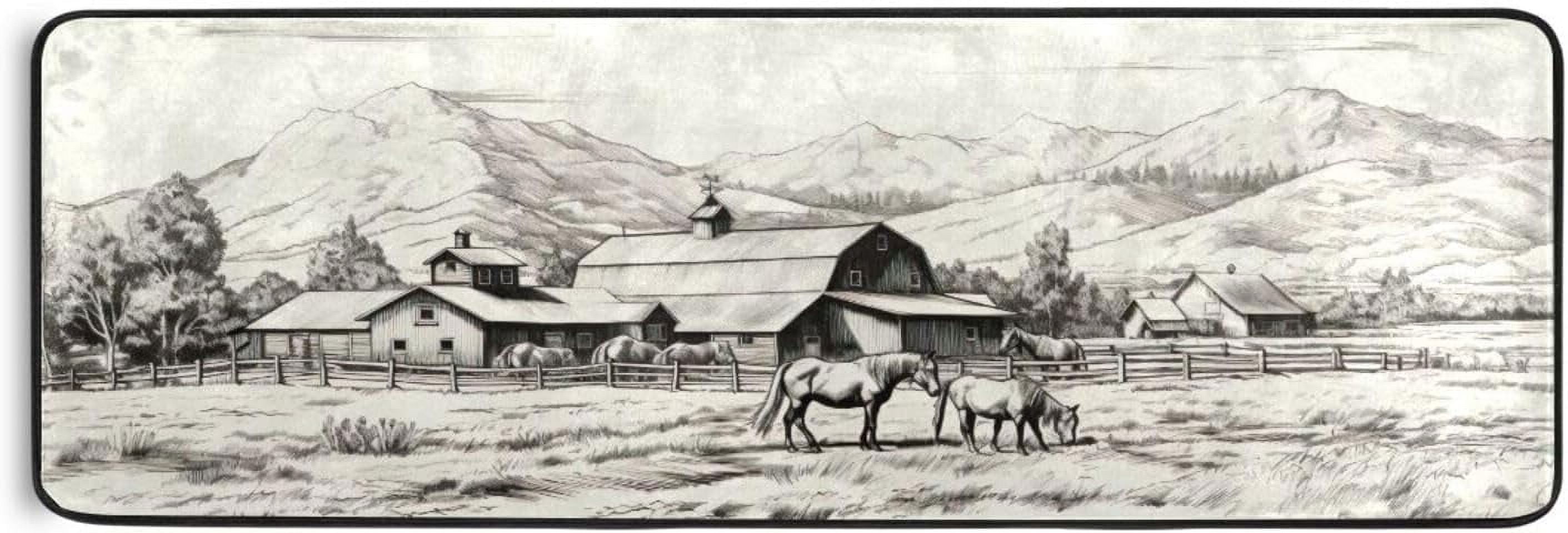 GZHJMY Horses in Ranch Area Rug - 2' x 6' Washable Runner Rugs with ...