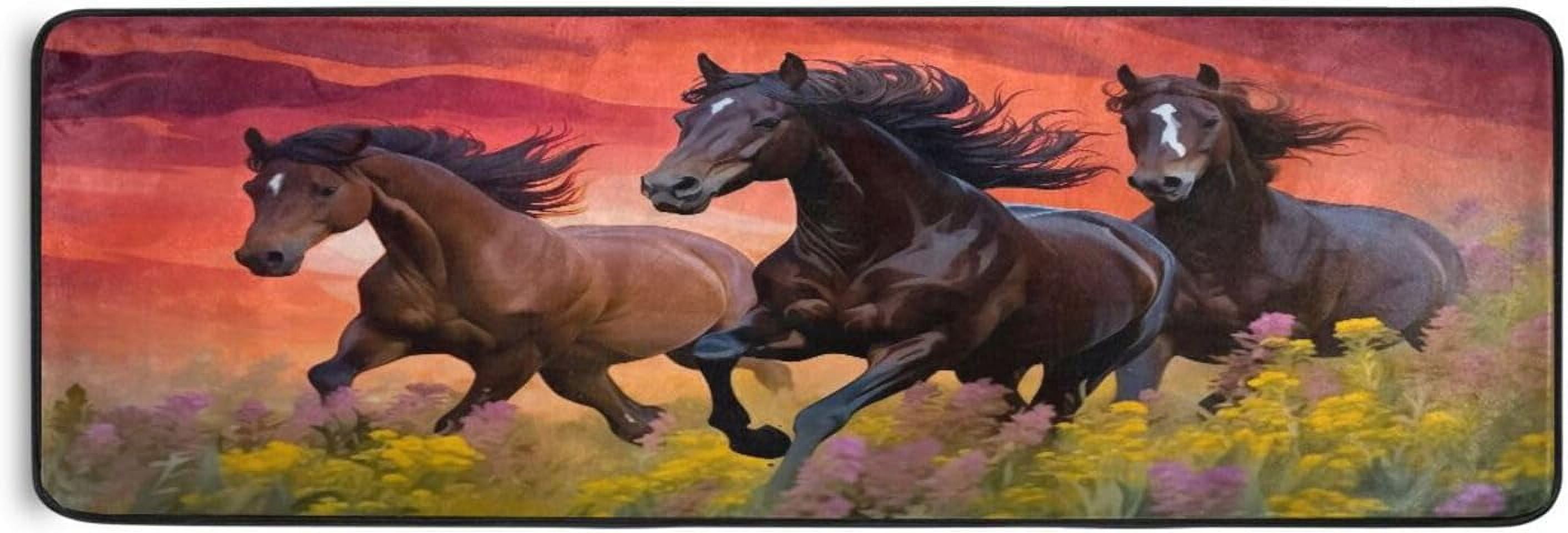 GZHJMY Horses Running in Field Area Rug - 2' x 6' Washable Runner Rugs ...