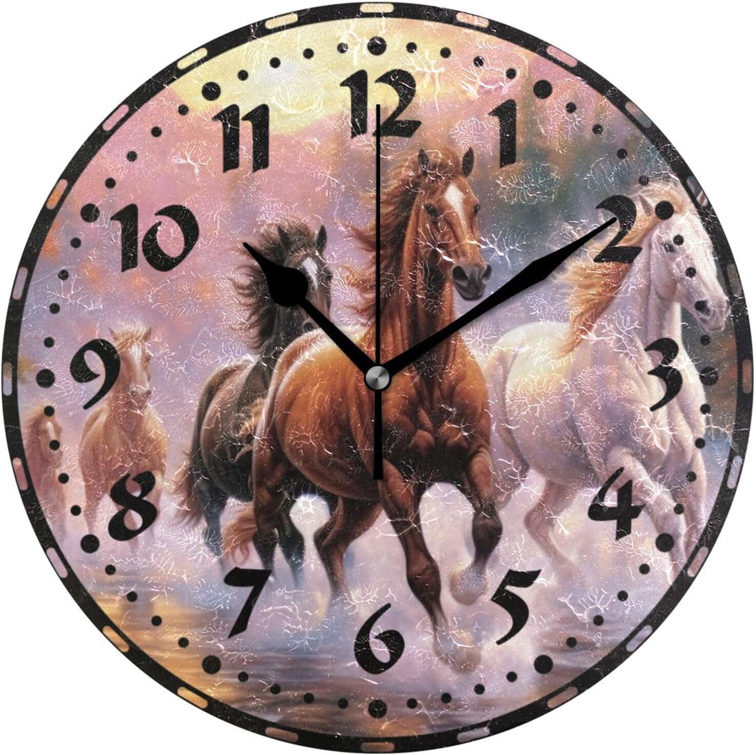 GZHJMY Horses Running Wall Clock, PVC Silent Non Ticking 10 Inch ...