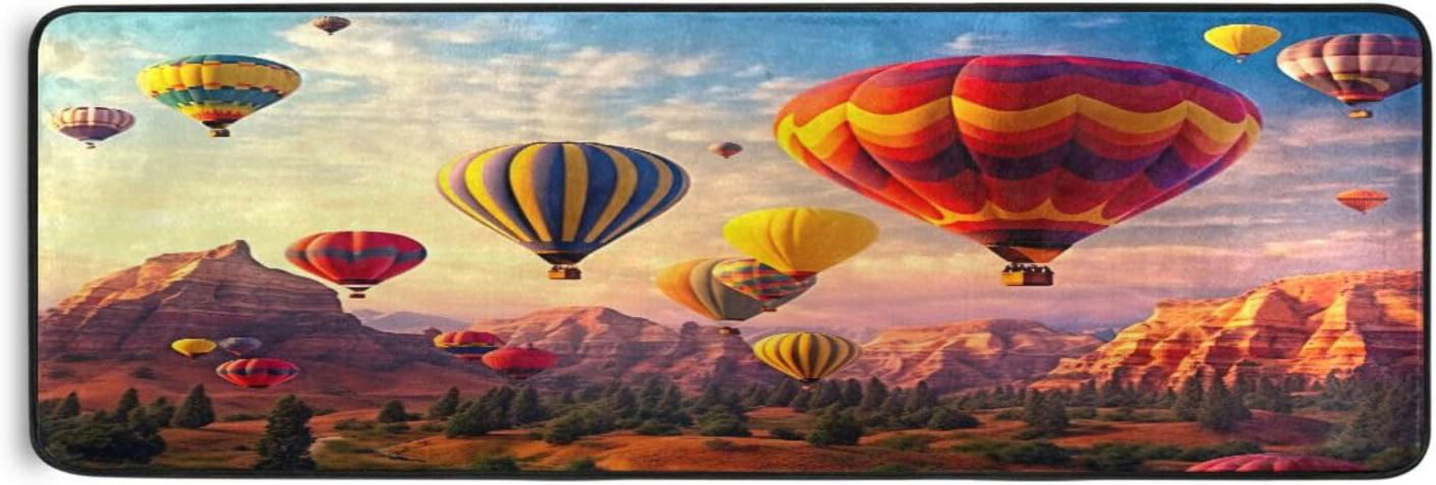 GZHJMY Hot Air Balloons Area Rug - 2' x 6' Washable Runner Rugs with Rubber Backing - Non Skid ...