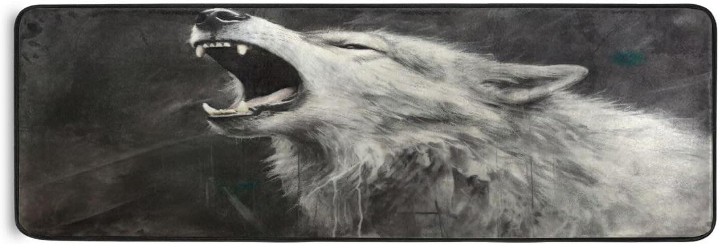 GZHJMY Howling Wolf Area Rug - 2' x 6' Washable Runner Rugs with Rubber ...