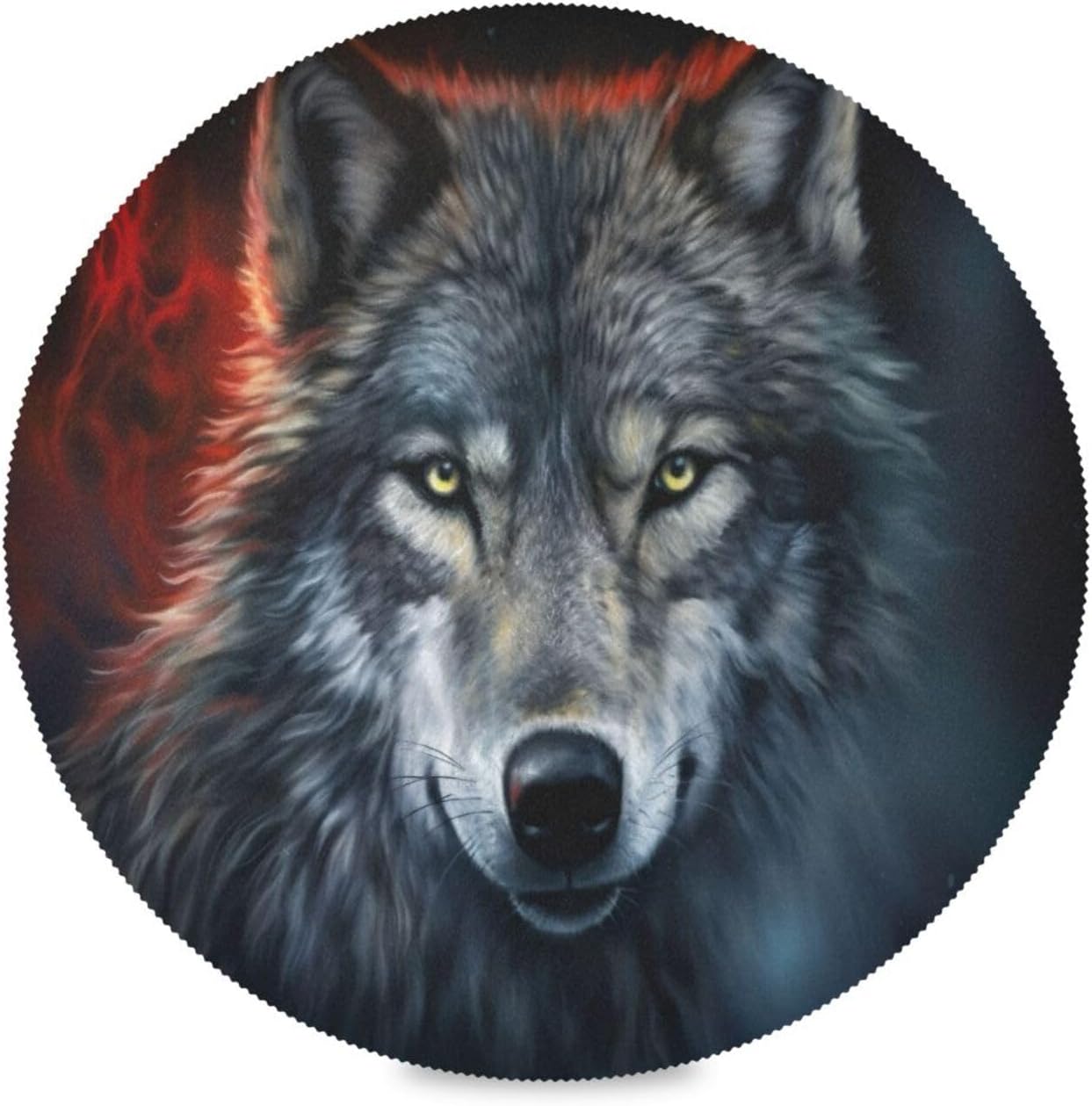 GZHJMY Howling Wolf Round Placemats 15.4in, Washable Heat Resistant ...