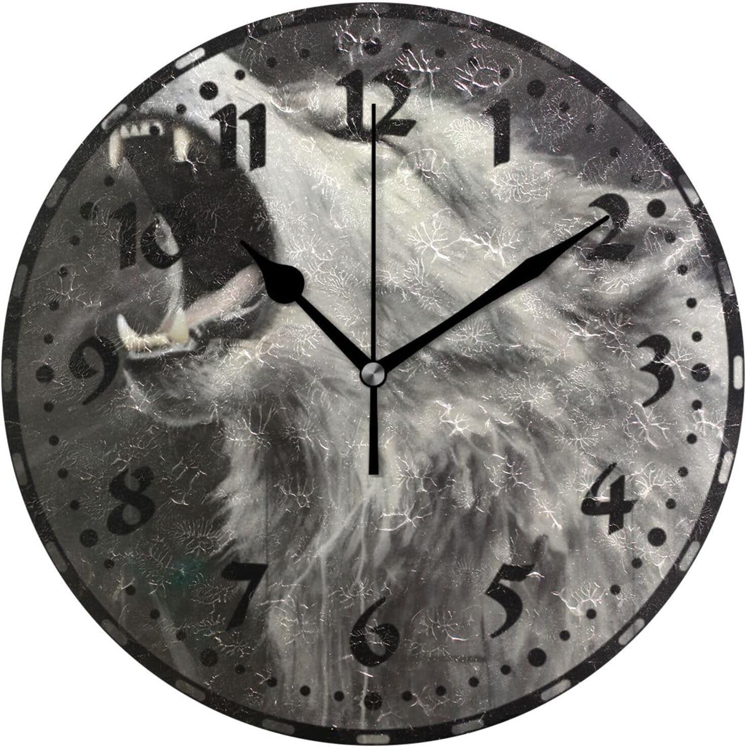 GZHJMY Howling Wolf Wall Clock, Silent Non Ticking 10 Inch Battery ...