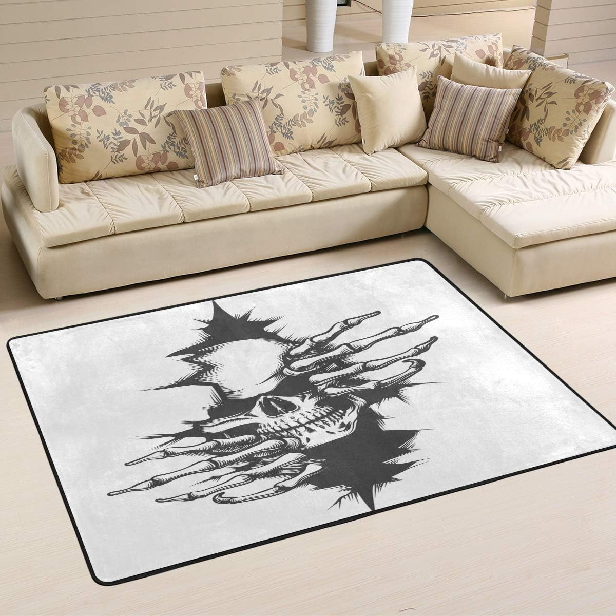 GZHJMY Human Skull Non Slip Area Rug for Living Dinning Room Bedroom ...