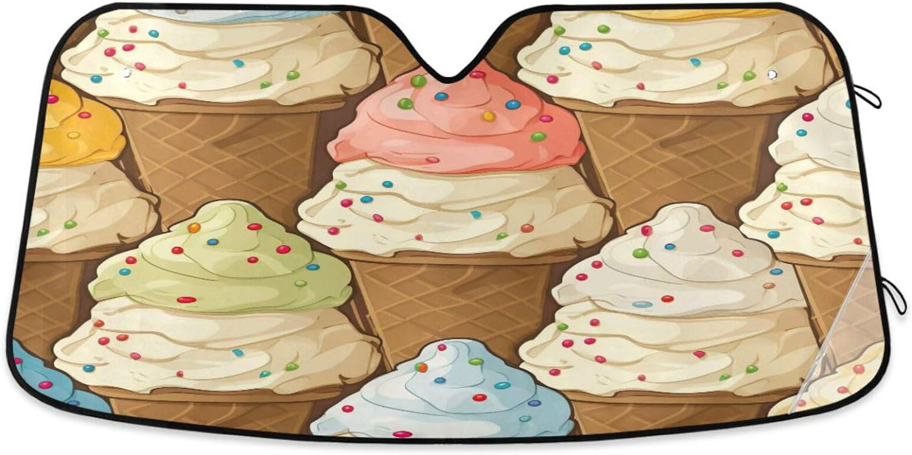 GZHJMY Ice Cream Car Windshield Sun Shade Foldable Sun Shield Shade for ...