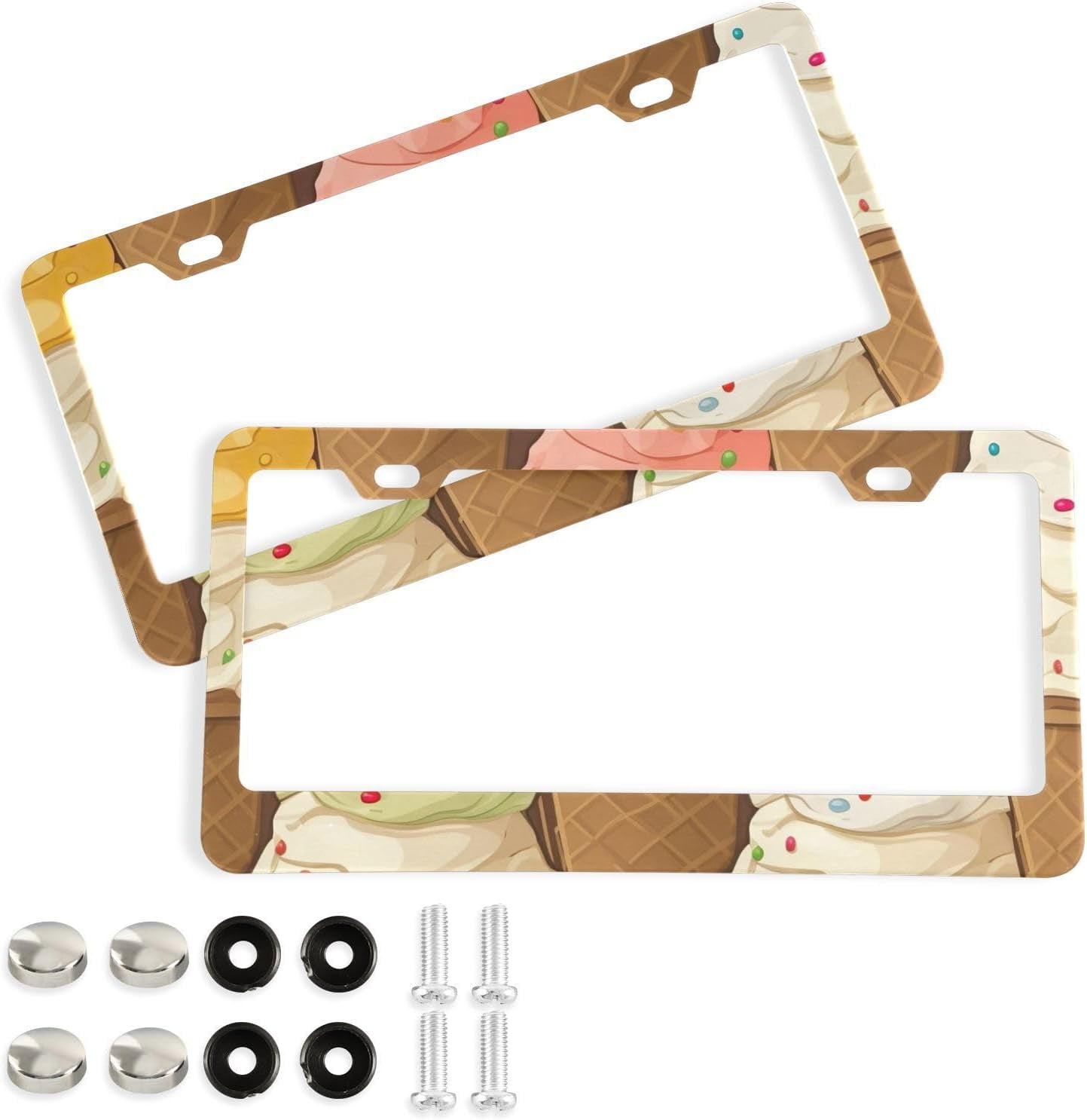GZHJMY Ice Cream Cone License Plate Frames 2 Pack Aluminum License ...