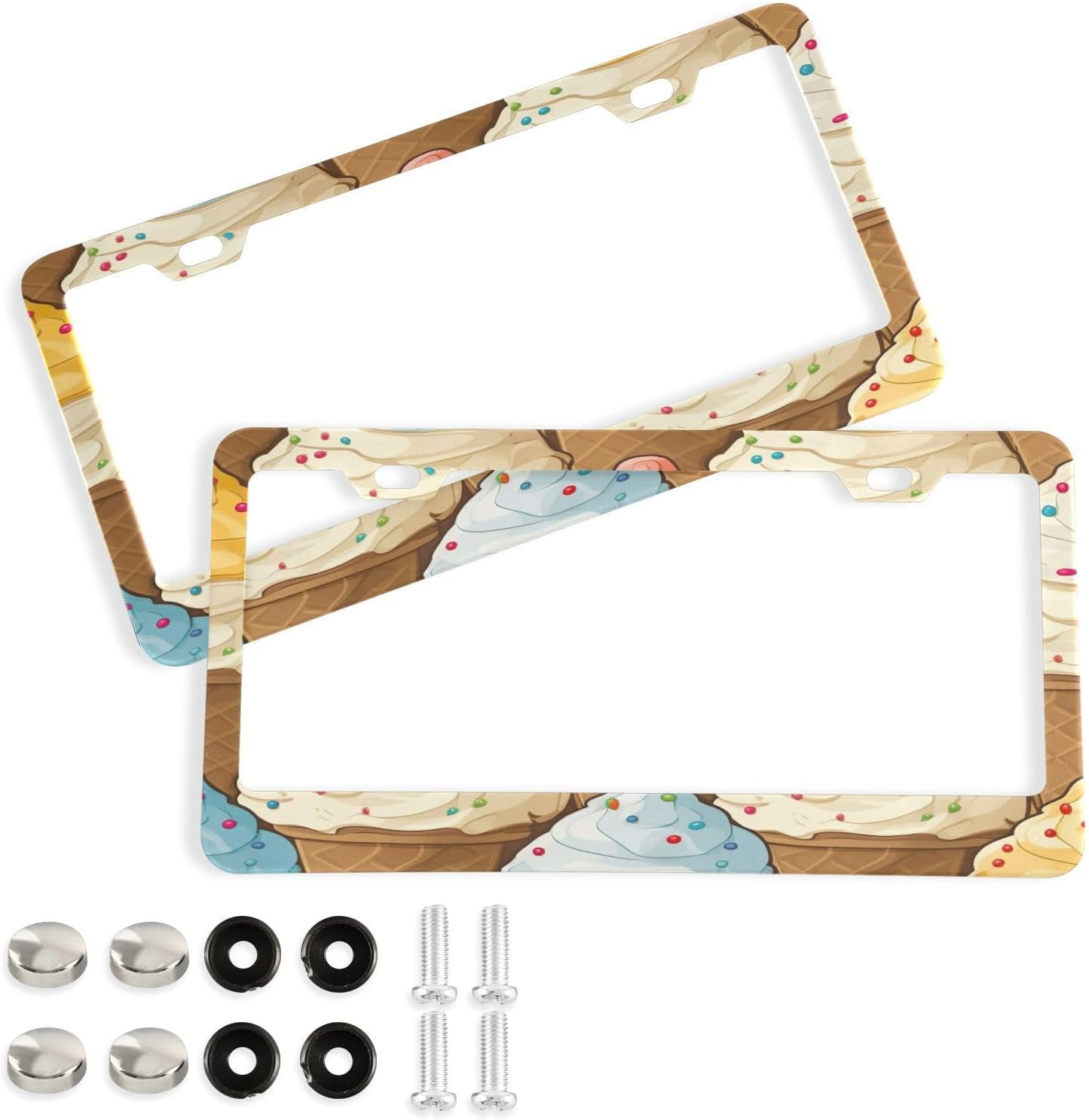GZHJMY Ice Cream License Plate Frames Set of 2, Universal Aluminum ...