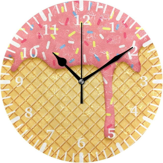 GZHJMY Ice Cream Wall Clock,Silent Non Ticking 10 Inch Battery Operated ...