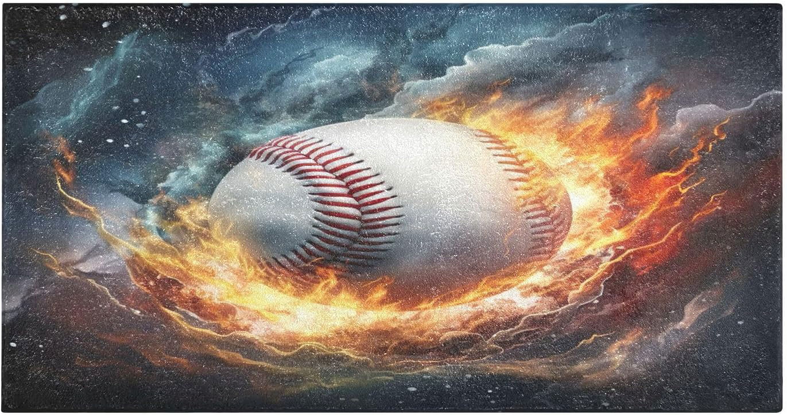 GZHJMY Ice Fire Baseball Kitchen Mat Soft and Absorbent Bath Mats for ...