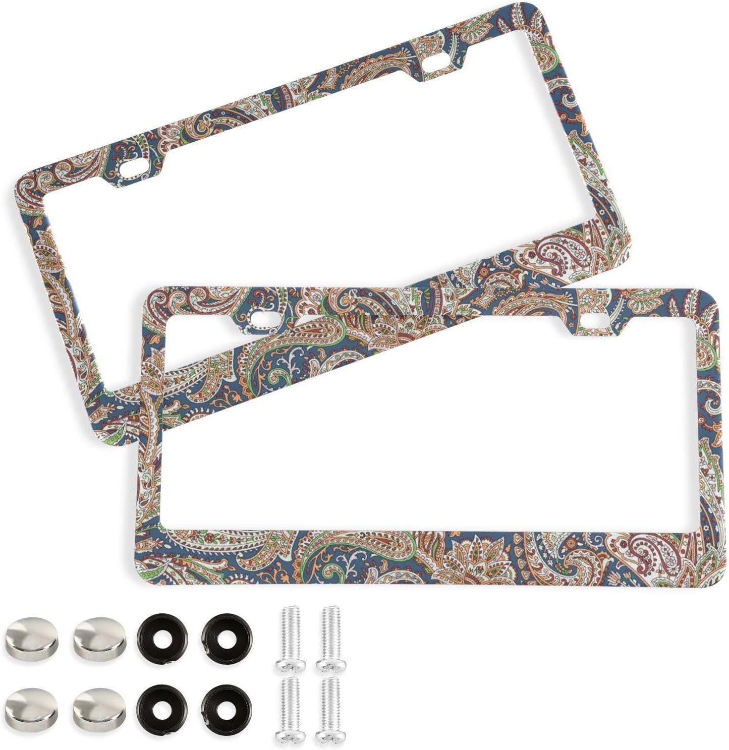 GZHJMY Indian Ethnic Paisley Pattern License Plate Frames for Women Men ...