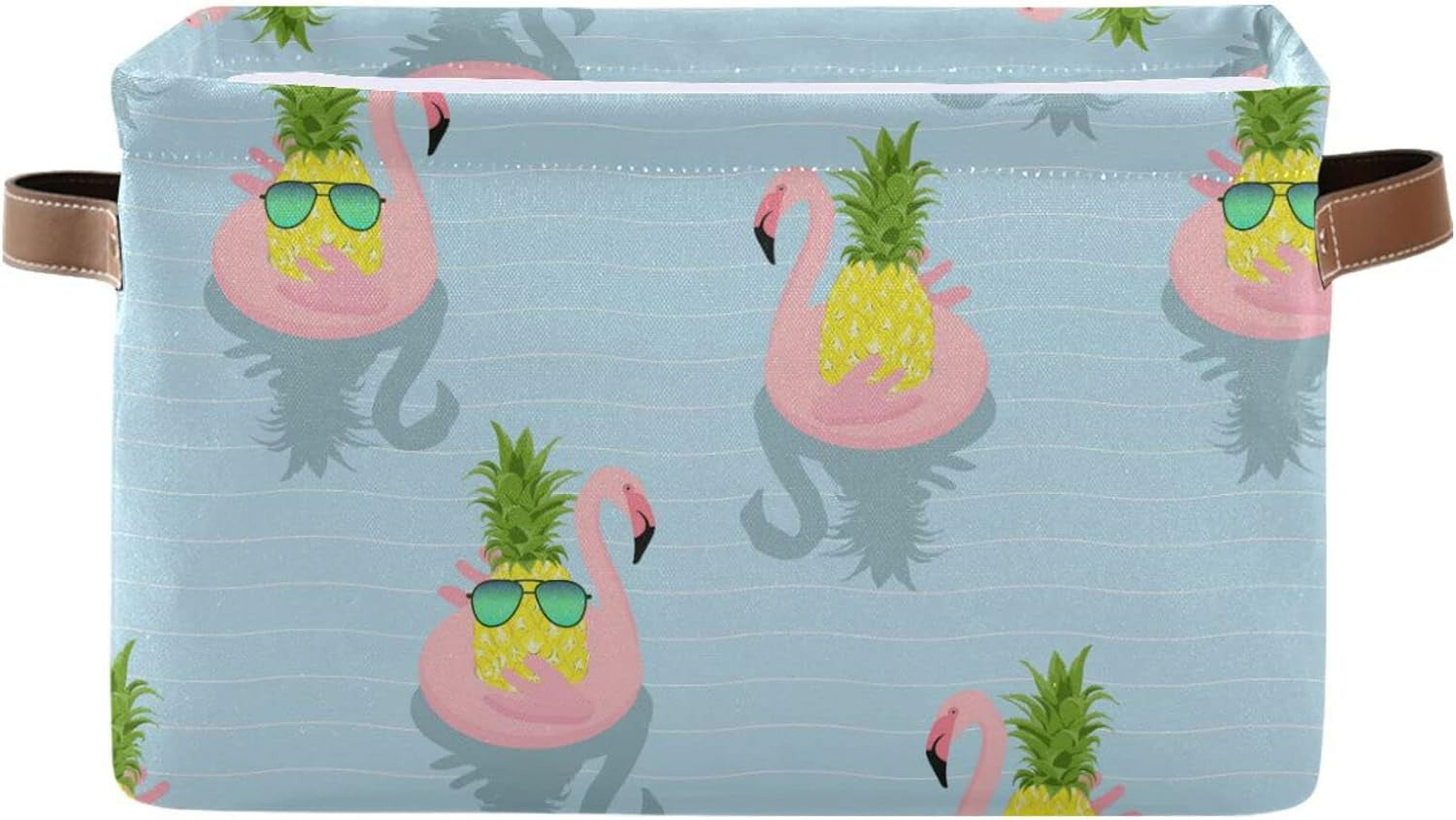 GZHJMY Inflatable Flamingo Shelf Storage Baskets, Foldable Fabric ...