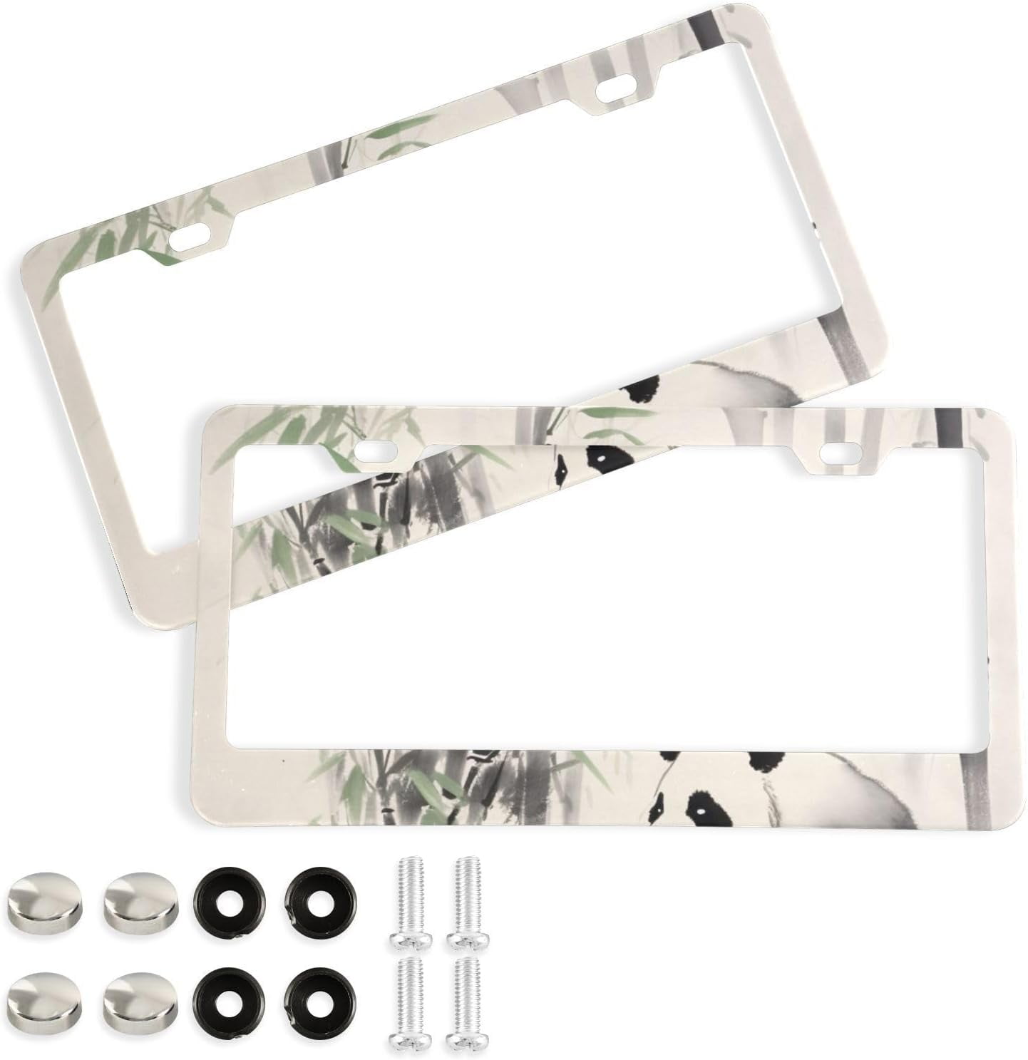 GZHJMY Ink Painting Panda License Plate Frames 2 Pack Aluminum License ...