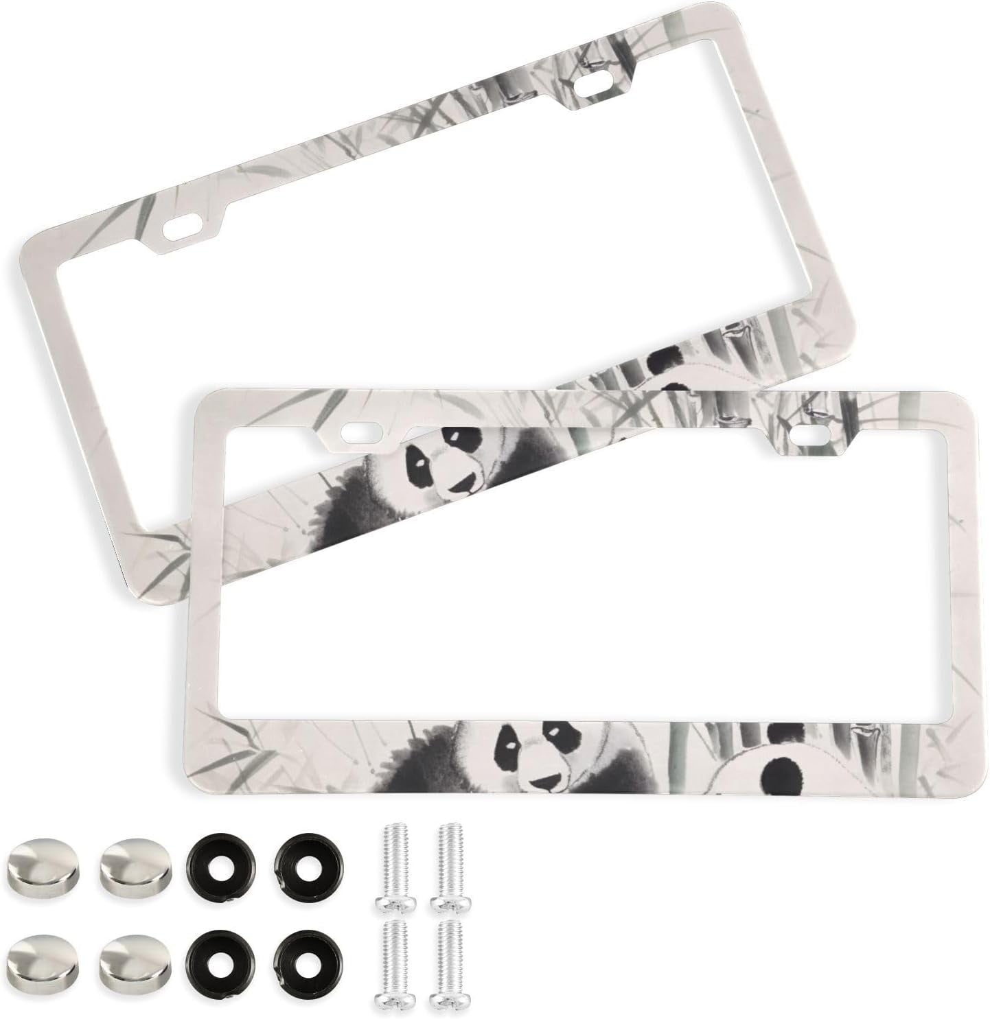 GZHJMY Ink Pandas License Plate Frames 2 Pack Aluminum License Plate ...
