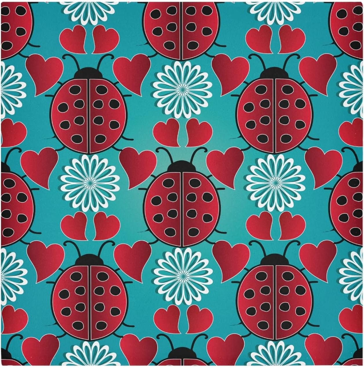 GZHJMY Insect Cloth Napkin Ladybug Heart Flower Blue Kitchen Dining ...