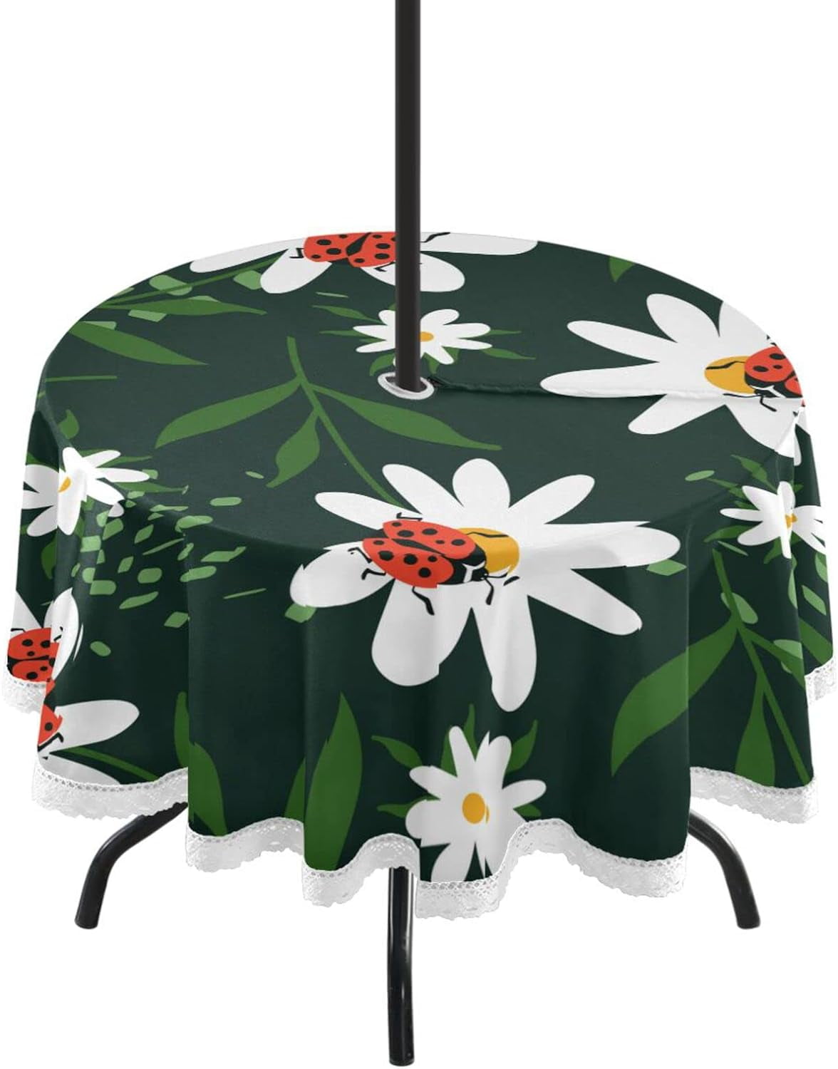 GZHJMY Insects and Flowers 60 Inch Round Tablecloth with Zipper ...