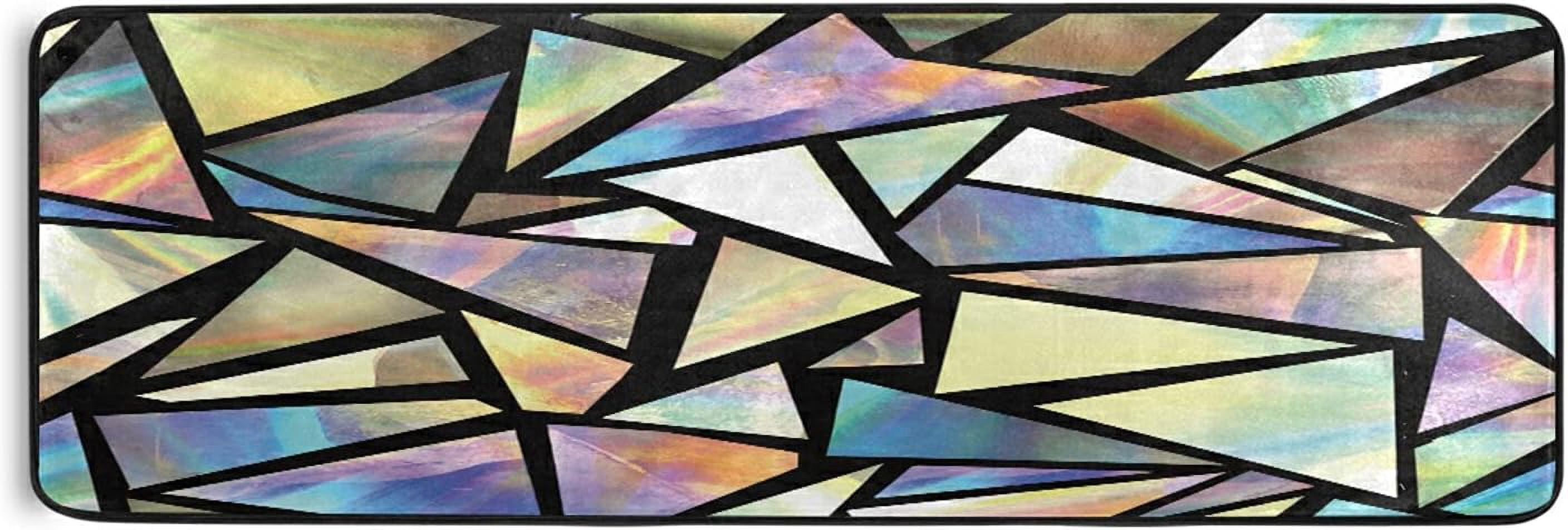 GZHJMY Iridescent Triangles Abstract Comfort Runner Rug, Super ...