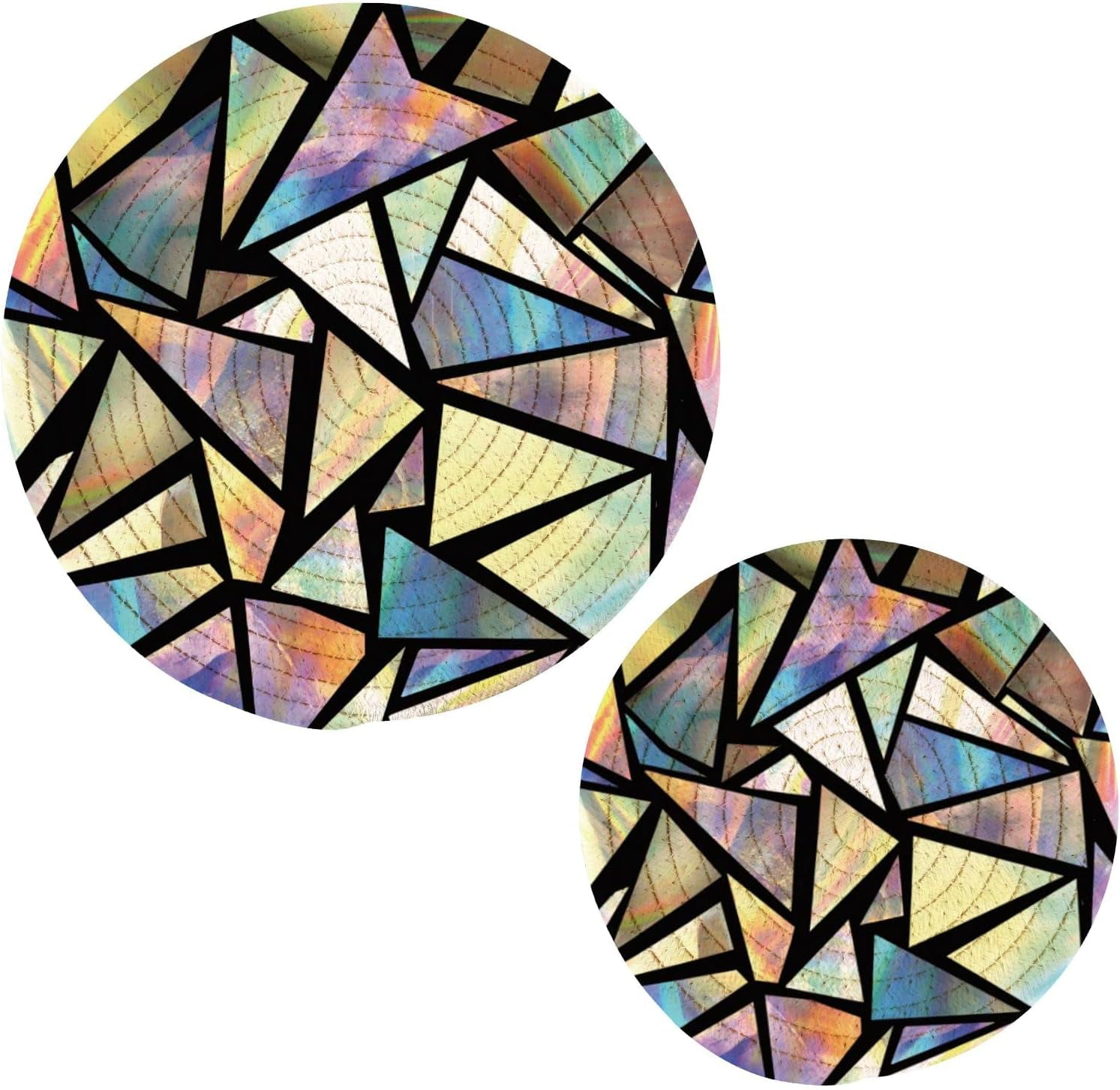 GZHJMY Iridescent Triangles Abstract Pot Holders Trivets Set 2 Pcs ...