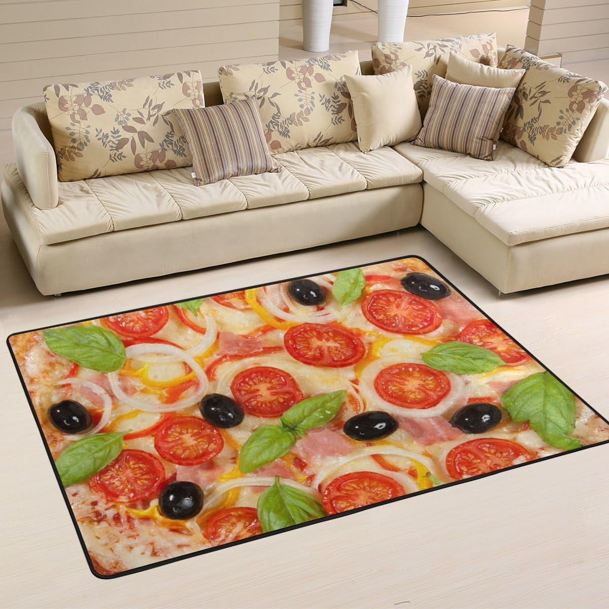 GZHJMY Italian Pizza Non Slip Area Rug for Living Dinning Room Bedroom ...
