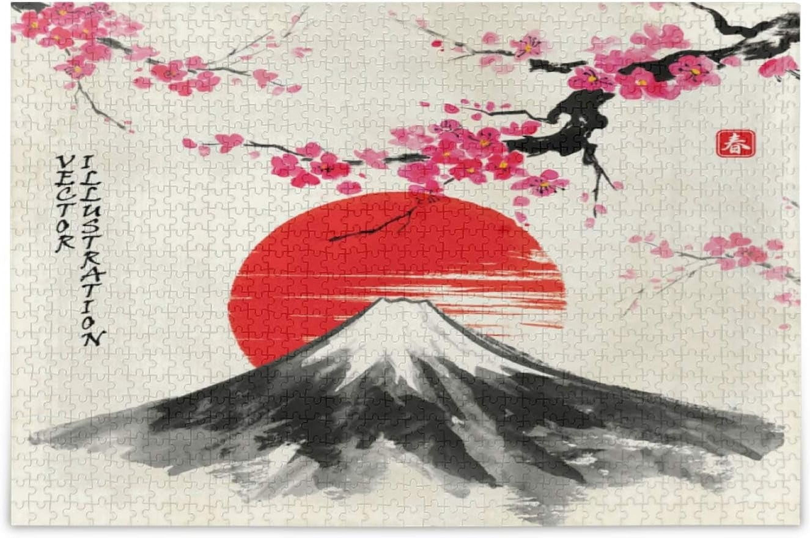GZHJMY Japanese Cherry Blossom Sunrise Puzzle for Adults 500 Piece ...