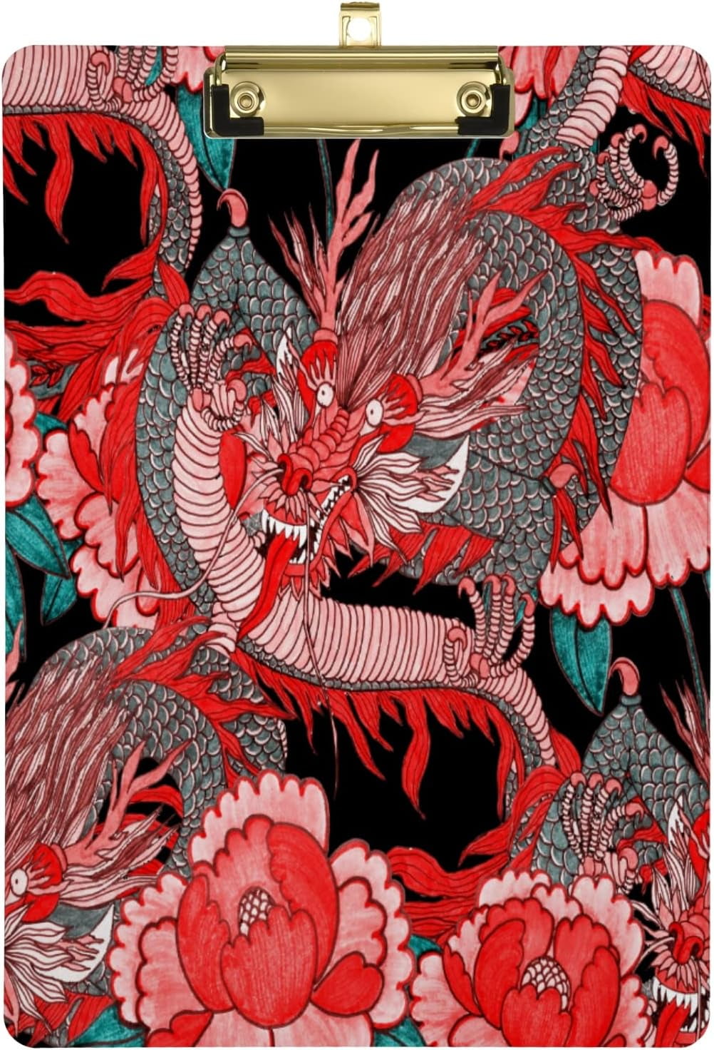 GZHJMY Japanese Dragon Flower Floral Red Acrylic Clipboard Letter Size ...