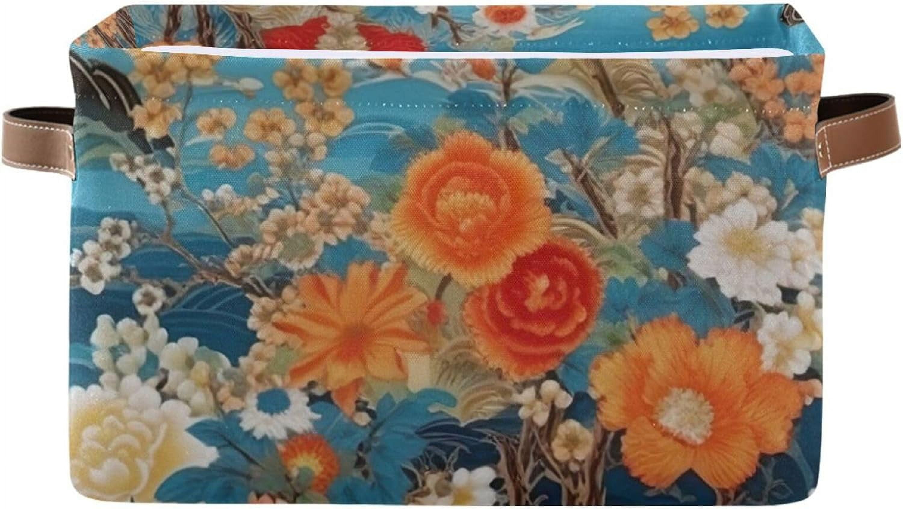 GZHJMY Japanese Flowers Storage Bins Foldable Canvas Fabric Storage ...