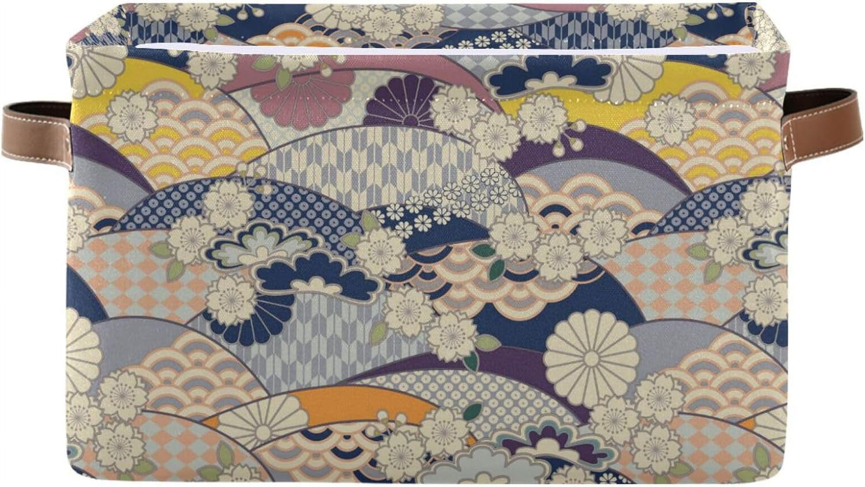 GZHJMY Japanese Kimono Pattern Foldable Canvas Storage Bin, Sturdy ...