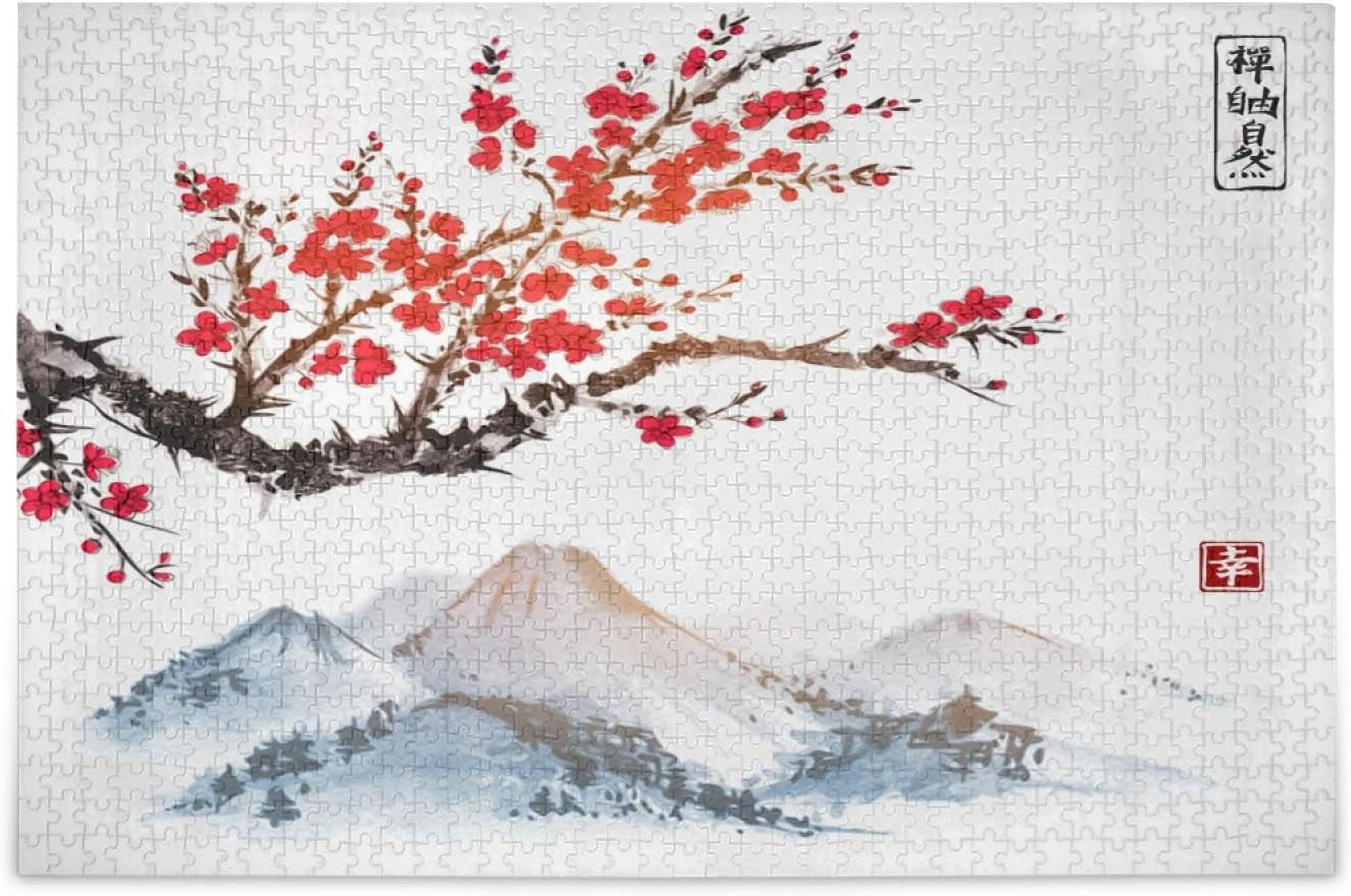 GZHJMY Japanese Mountain Blossom Cherry Puzzle for Adults 1000 Piece ...