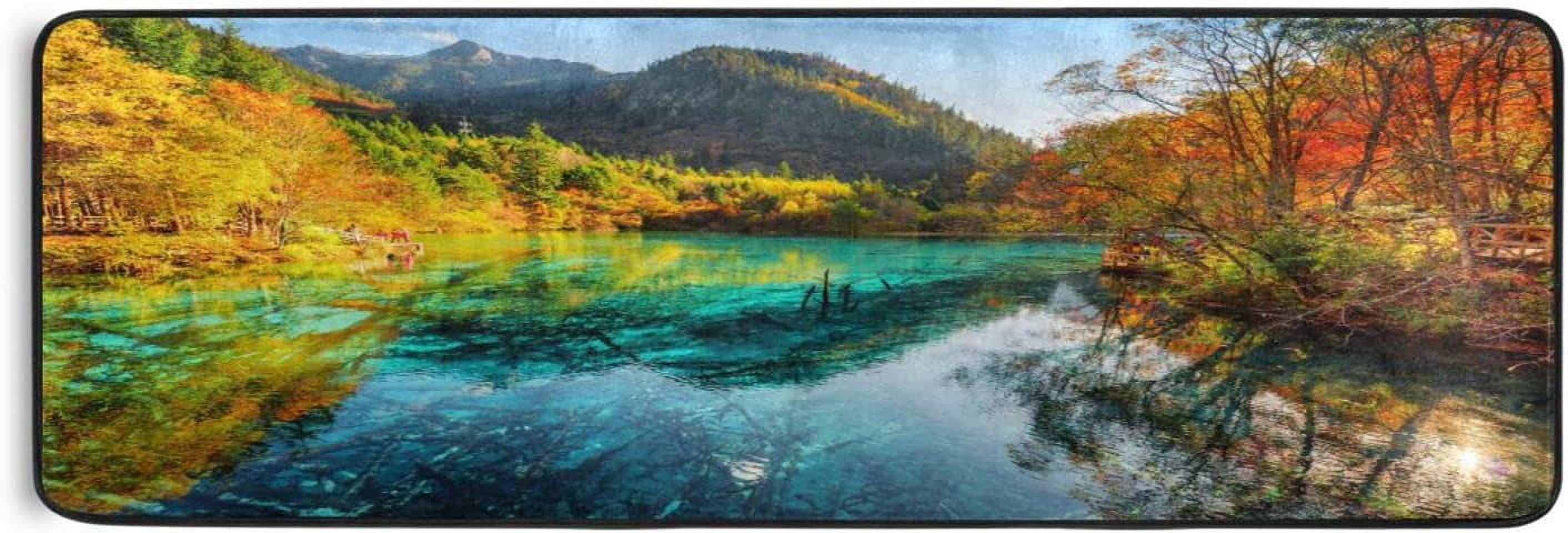 GZHJMY Jiuzhaigou Colorful Lake Area Rug - 2' x 6' Washable Runner Rugs ...