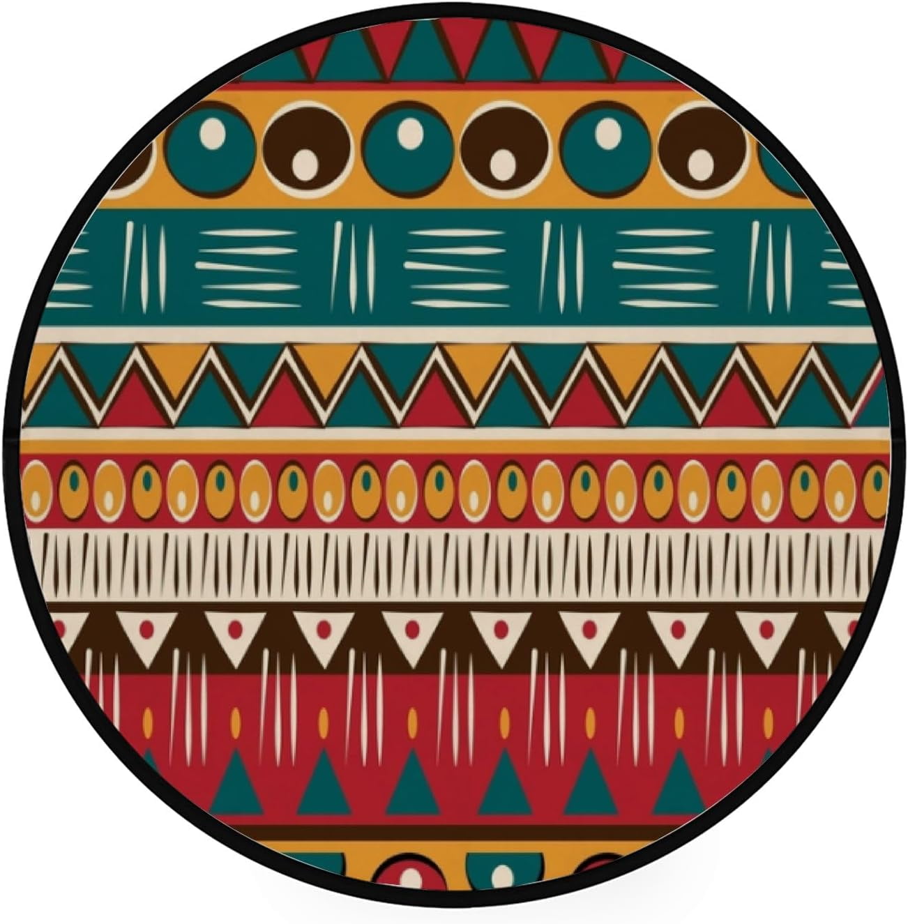 GZHJMY Kids Round Nursery Area Rug 3 ft African Tribal Ethnic Ornament ...