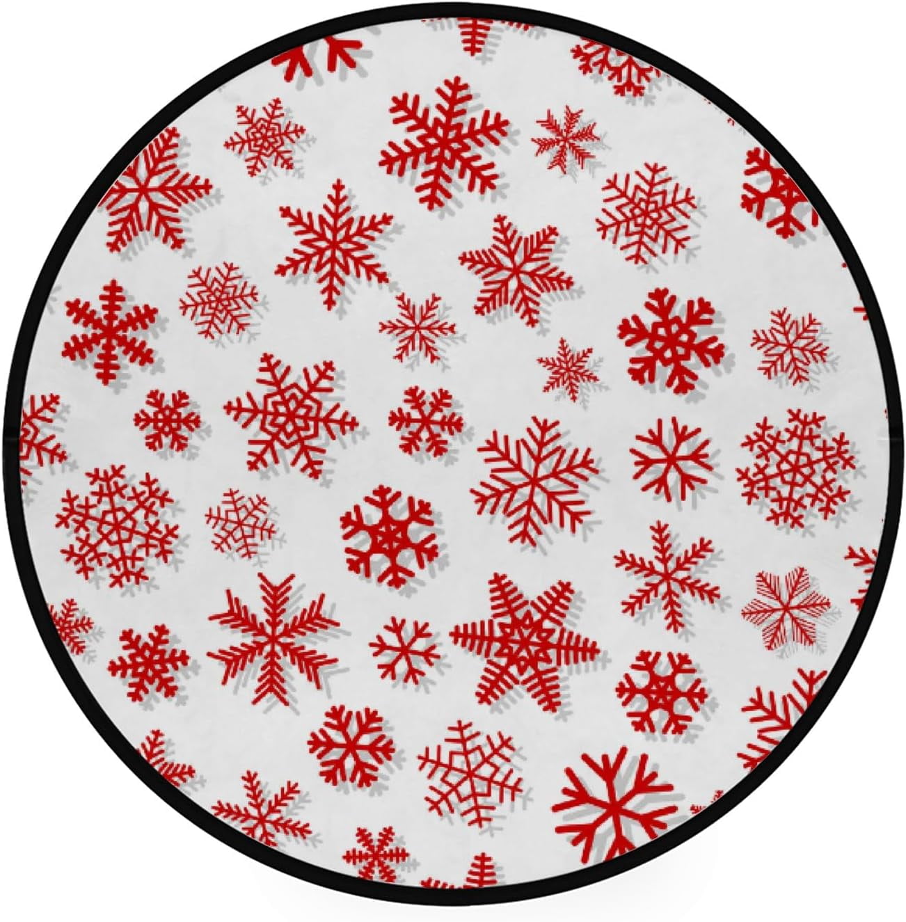 GZHJMY Kids Round Nursery Area Rug 3 ft Christmas Snowflakes Red ...