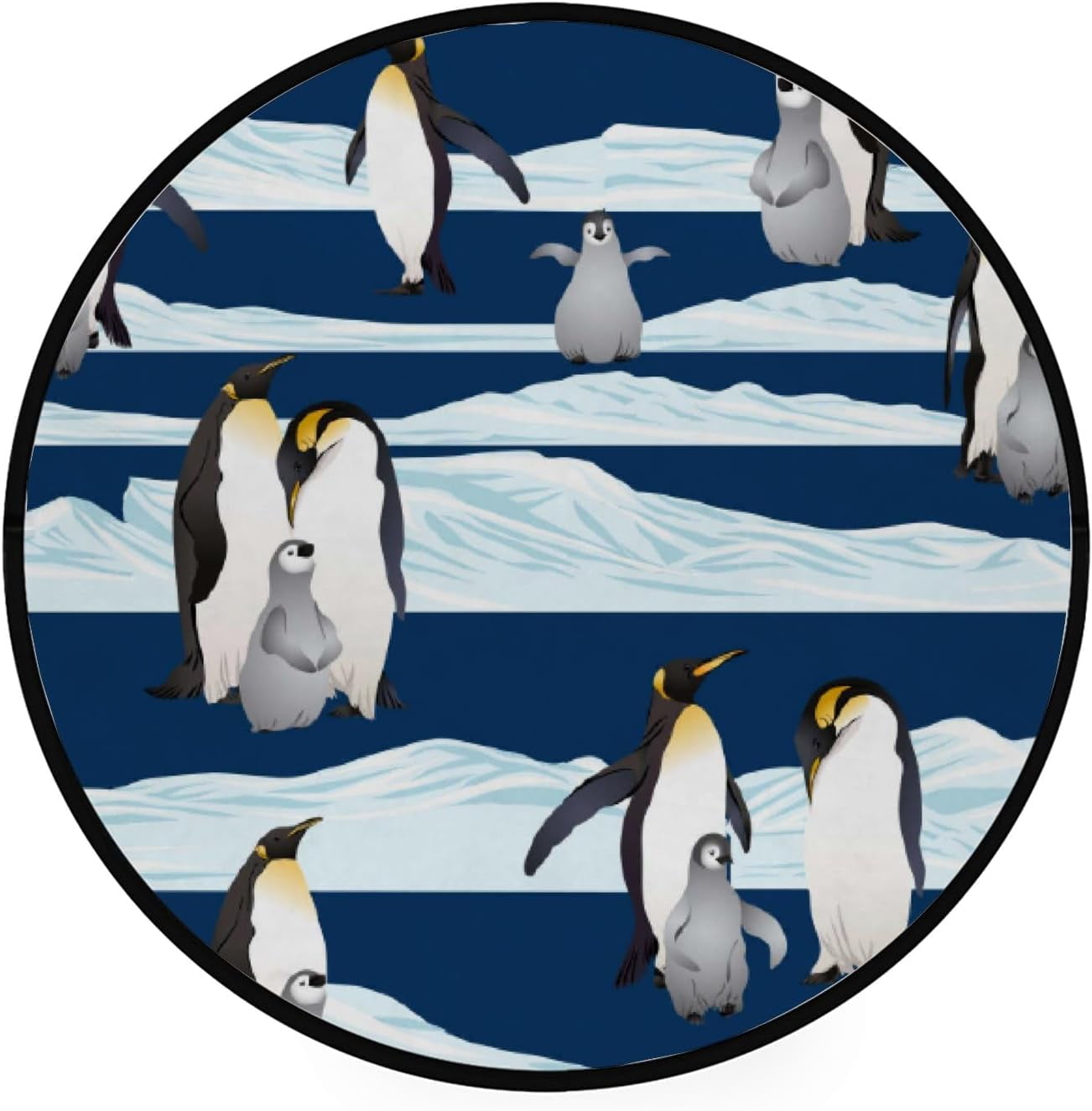 GZHJMY Kids Round Nursery Area Rug 3 ft Emperor Penguins Colored ...