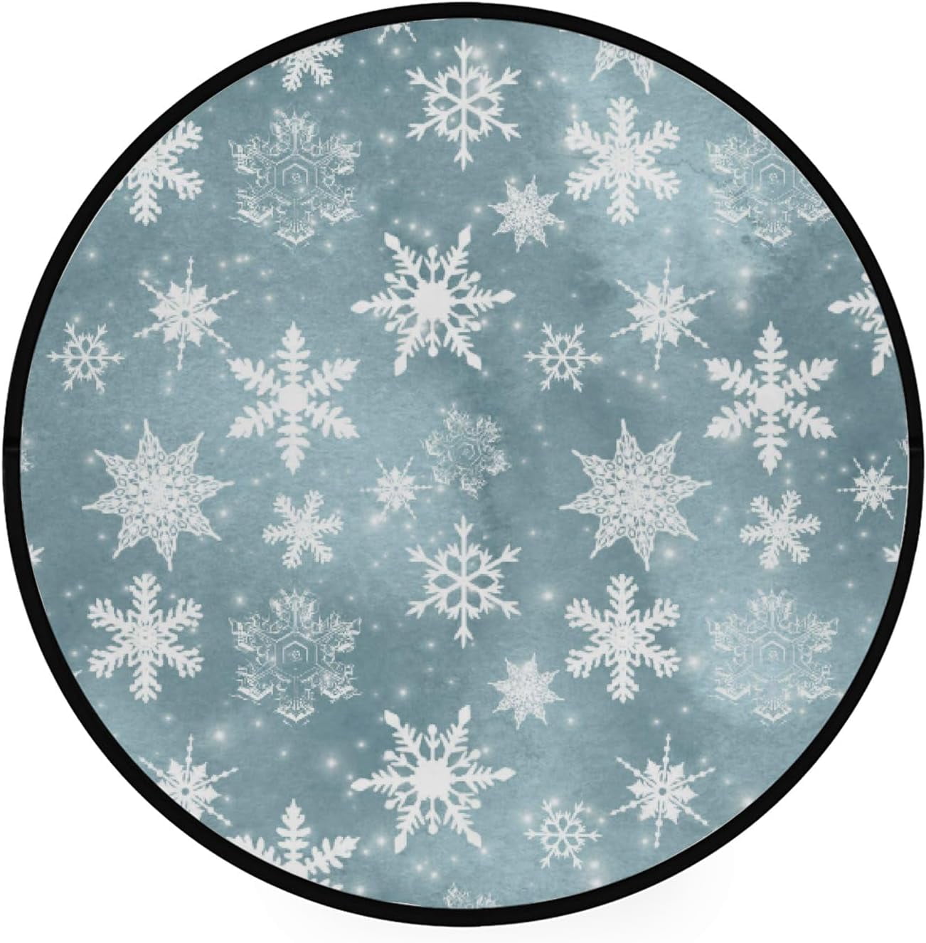GZHJMY Kids Round Nursery Area Rug 3 ft Watercolor Snowflakes Bright ...
