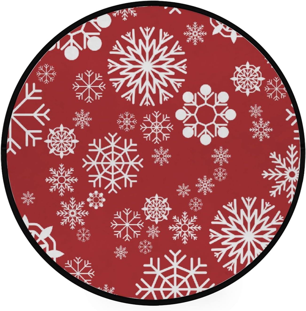 GZHJMY Kids Round Nursery Area Rug 3 ft White Snowflake Red Play ...