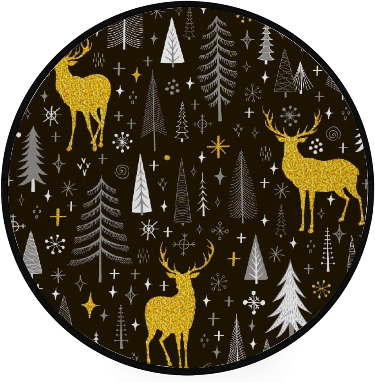 GZHJMY Kids Round Nursery Area Rug 5 ft Christmas Firs Snowflakes Deer ...